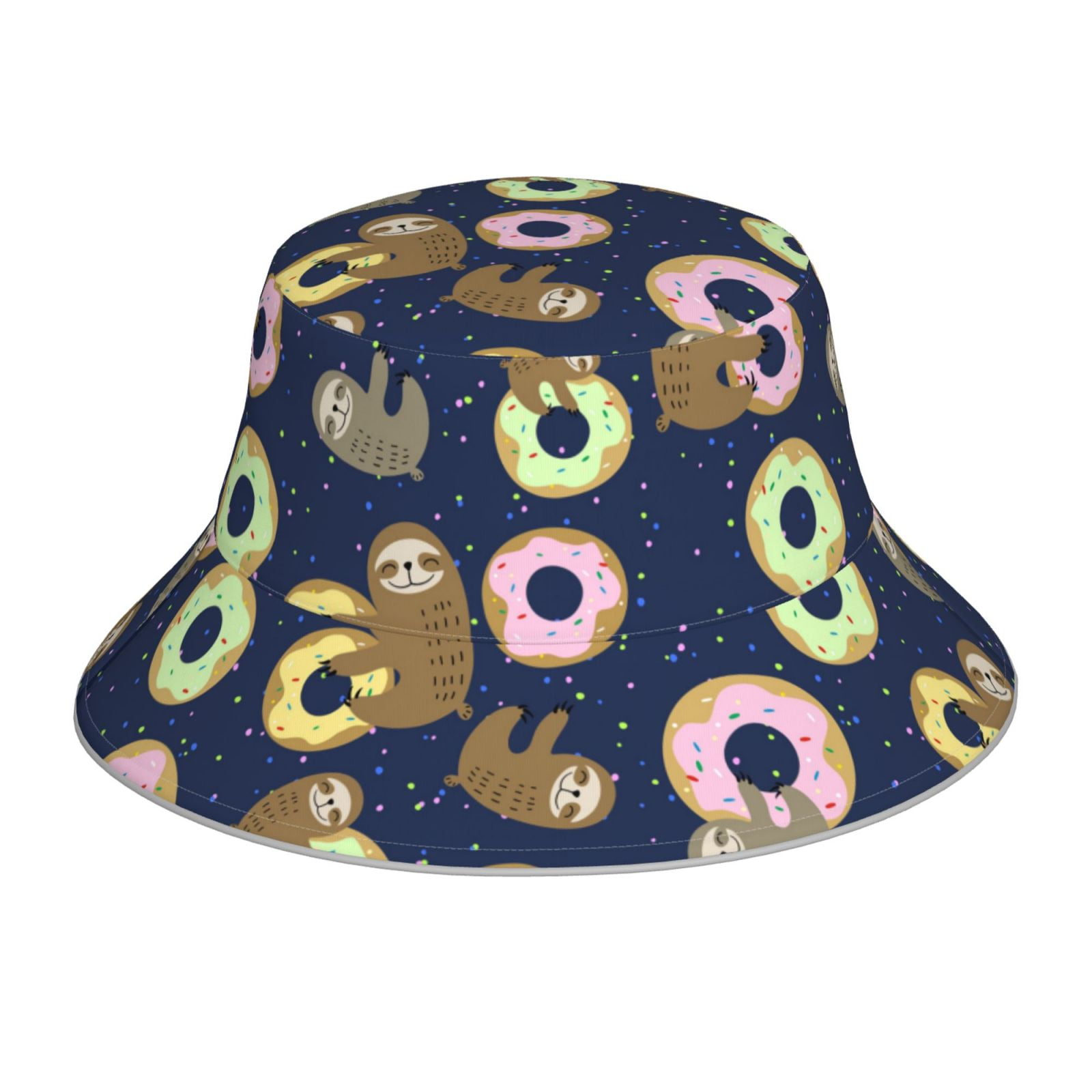Bucket Hats for Men Woman - Sloth with Donuts Reversible Reflective ...