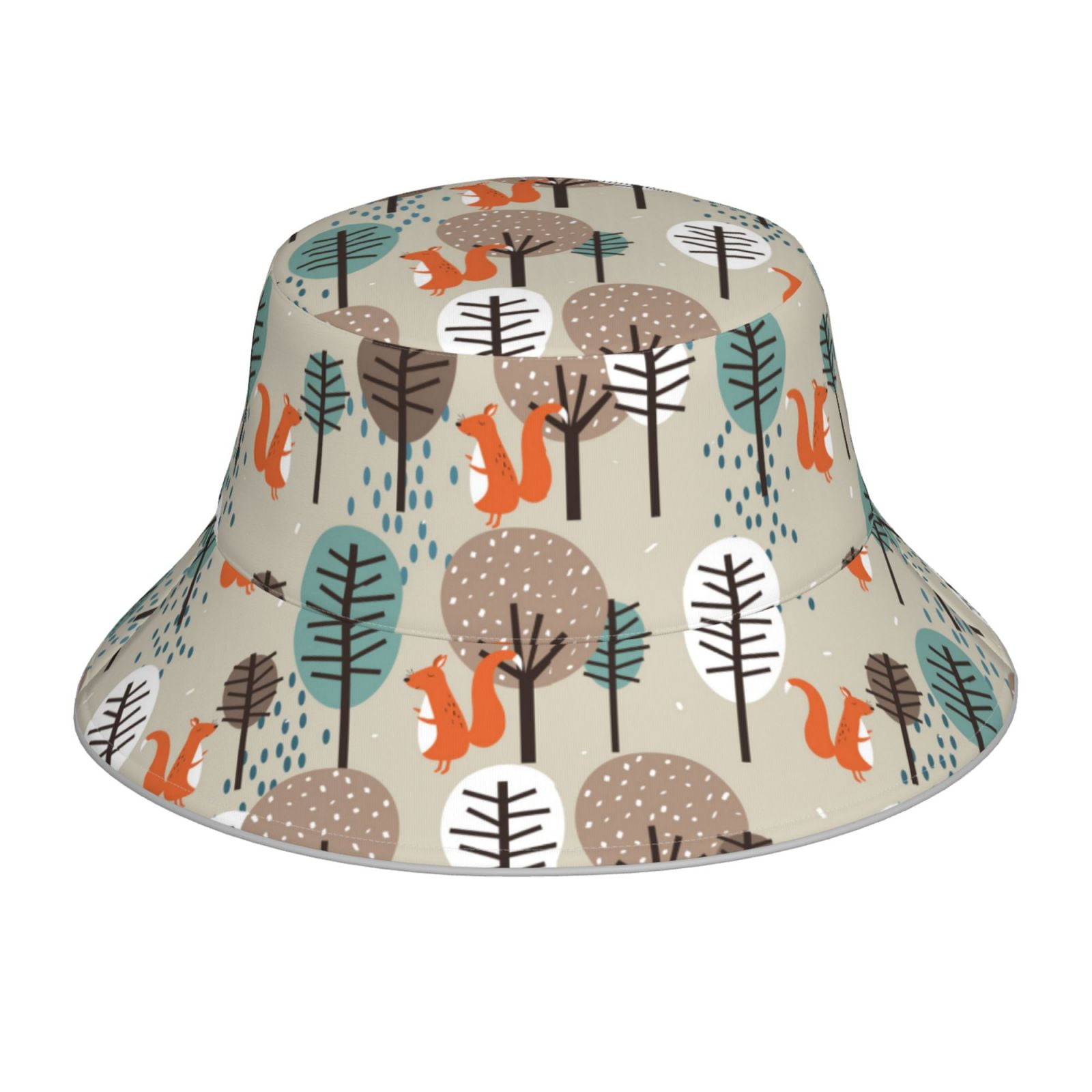 Bucket Hats for Men Woman - Squirrels and Trees Reversible Reflective ...