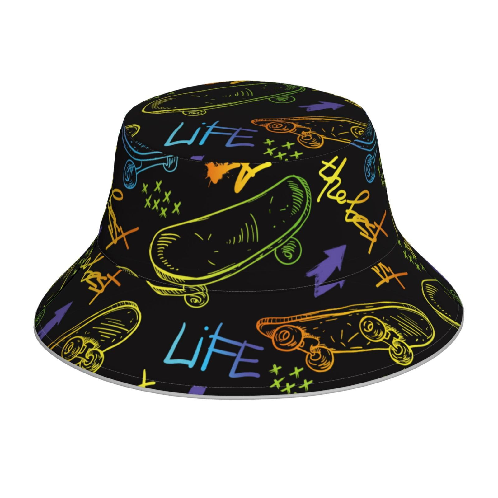 Bucket Hats for Men Woman - Technology Lines Skateboard Letters ...