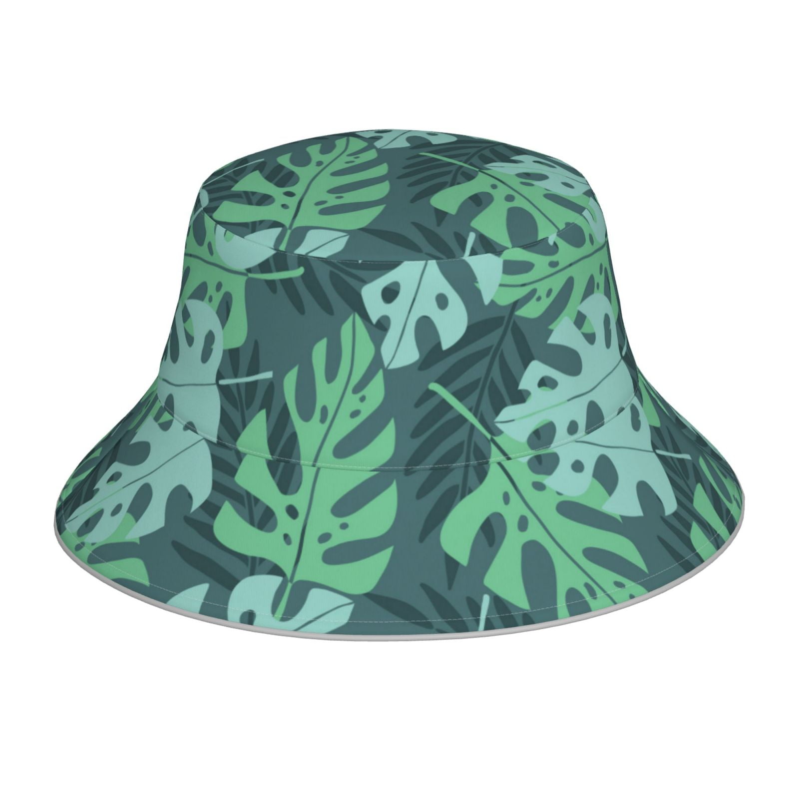 Bucket Hats for Men Woman - Tropical Green Leaf Reversible Reflective ...