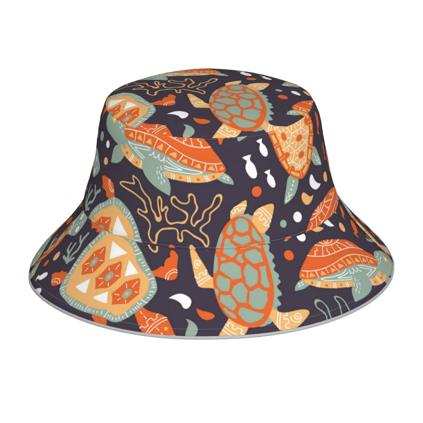 Bucket Hats for Men Woman - Turtles and Sea Plants Reversible ...