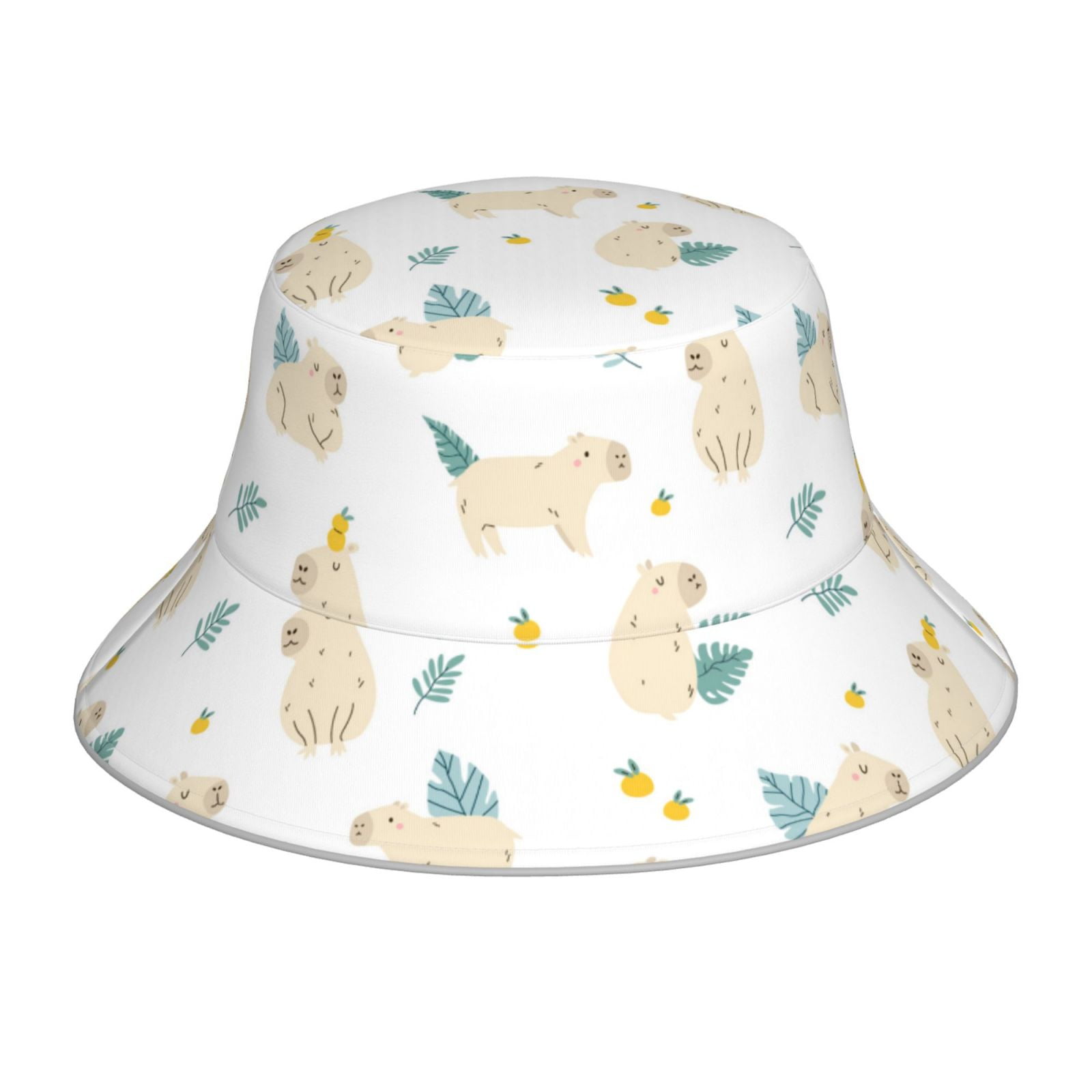 Bucket Hats for Men Woman - White Capybaras Reversible Reflective-Brim ...