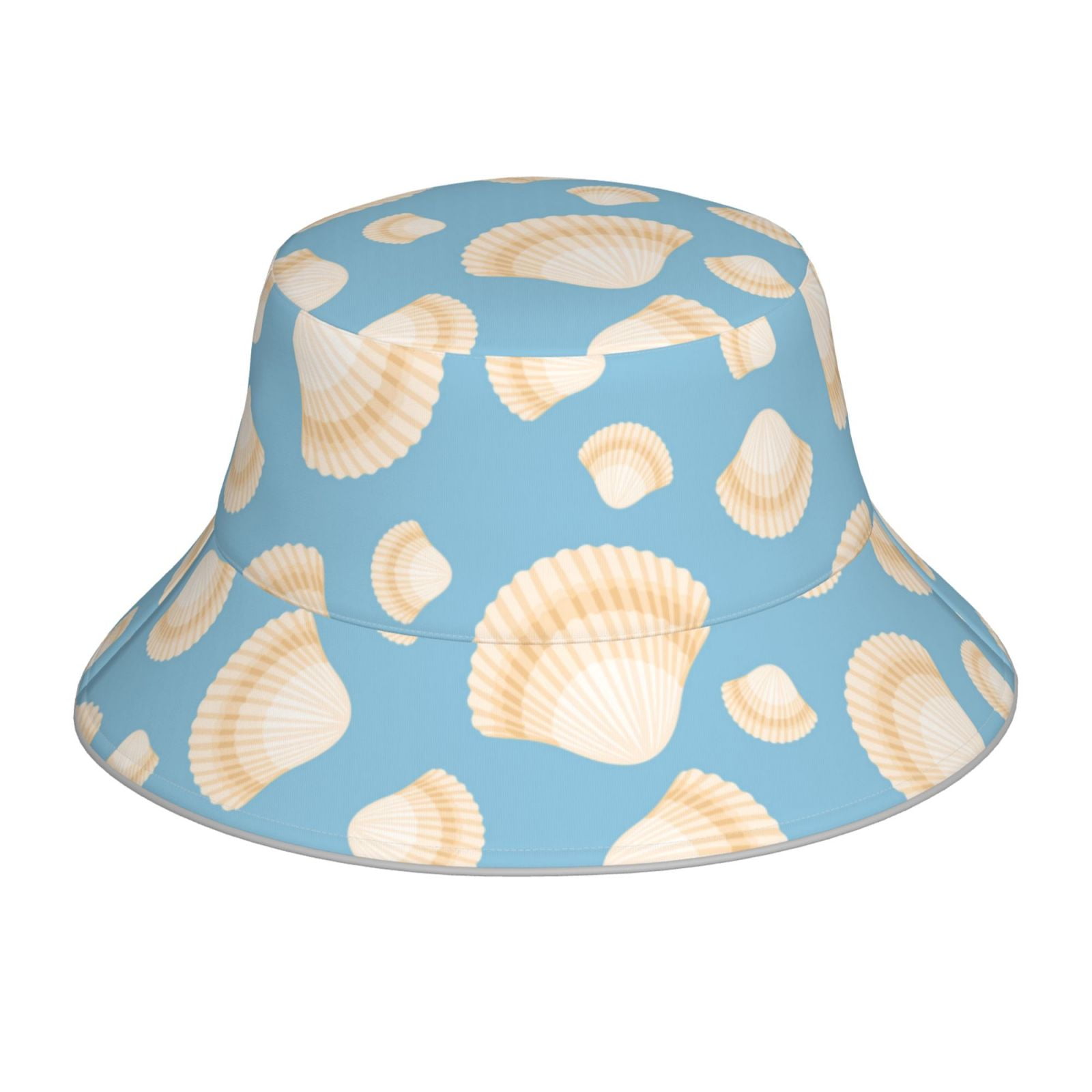 Bucket Hats for Men Woman - White Shells Reversible Reflective-Brim ...