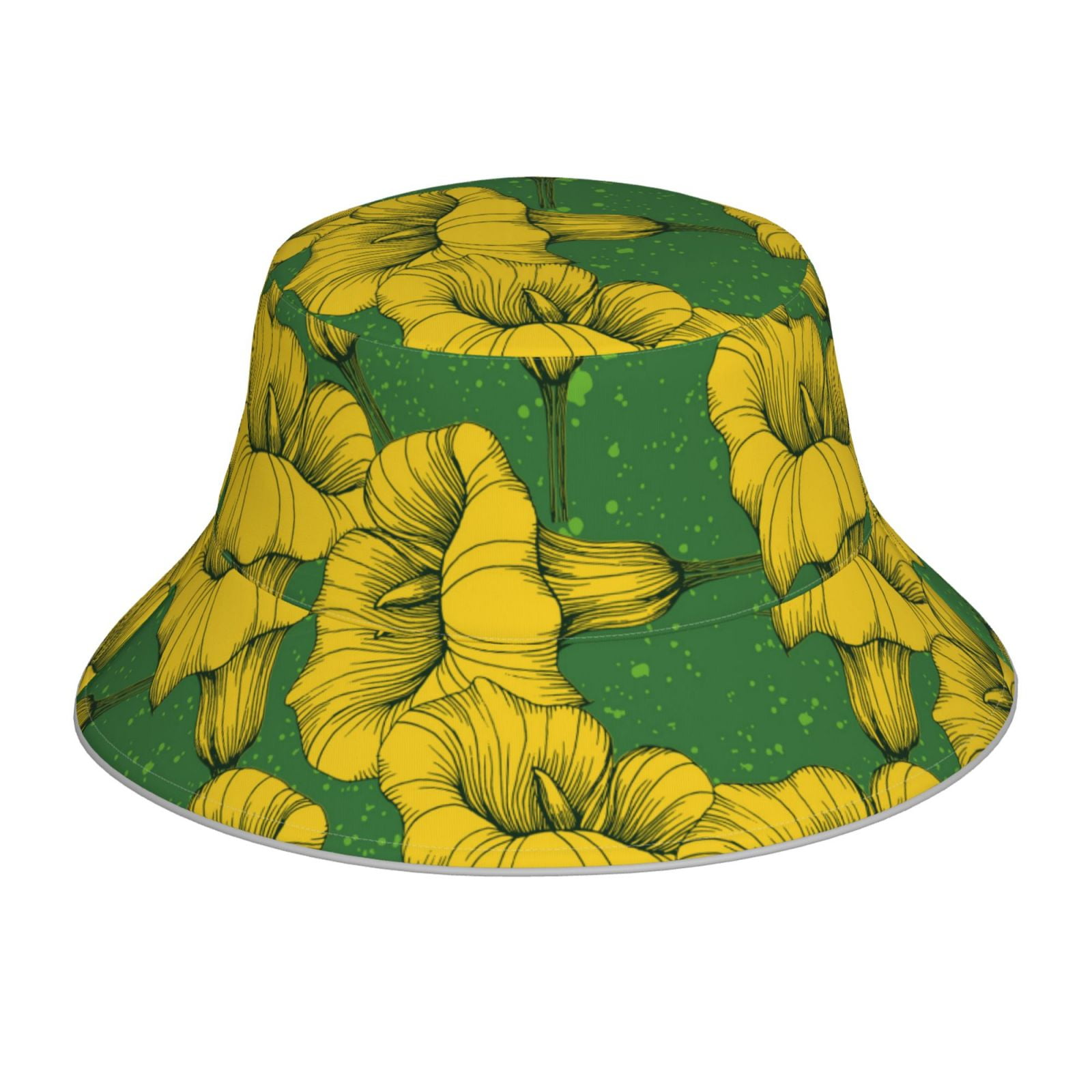 Bucket Hats for Men Woman - Yellow Calla Lily Flowers Reversible ...