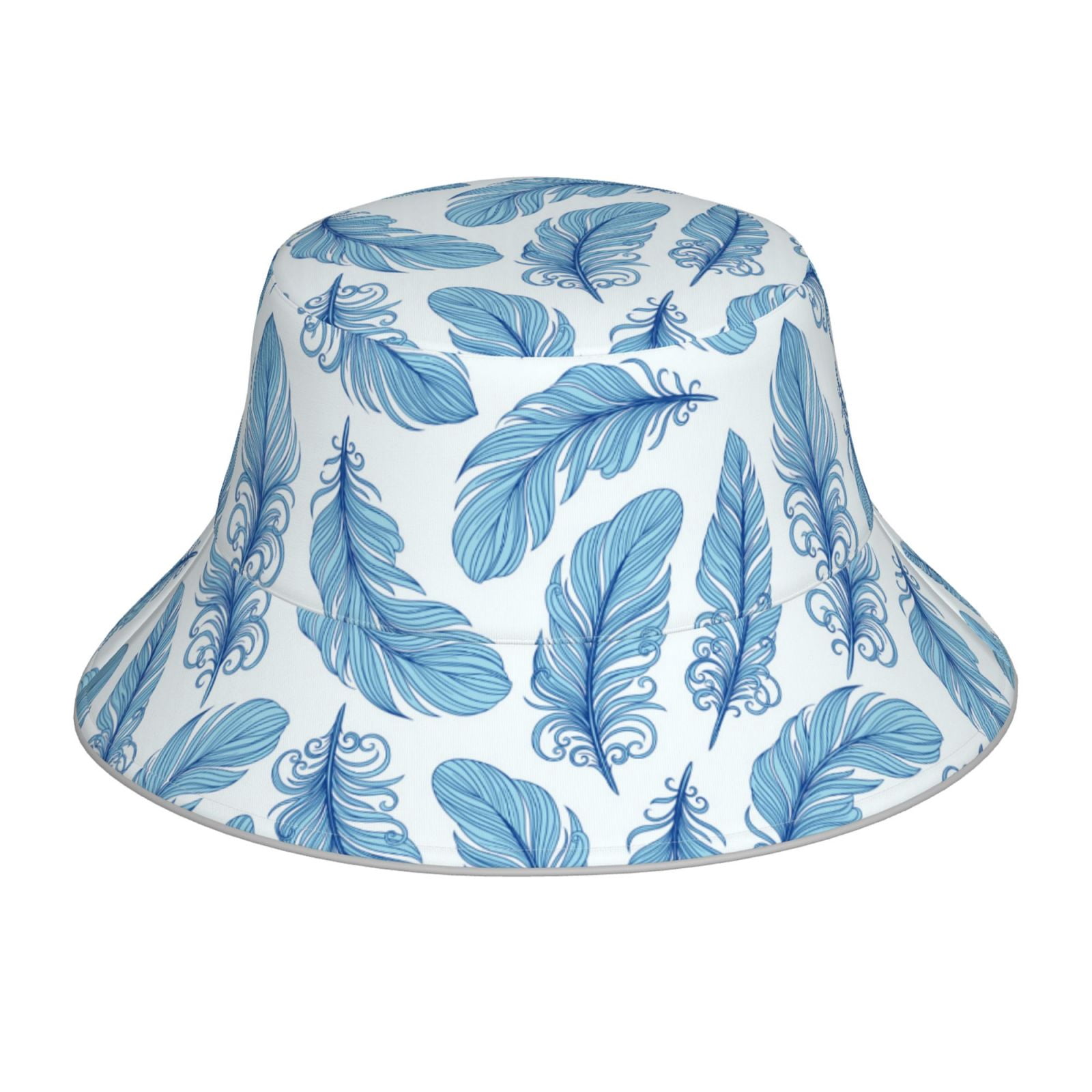 Bucket Hats for Men Woman - blue feather Reversible Reflective-Brim ...