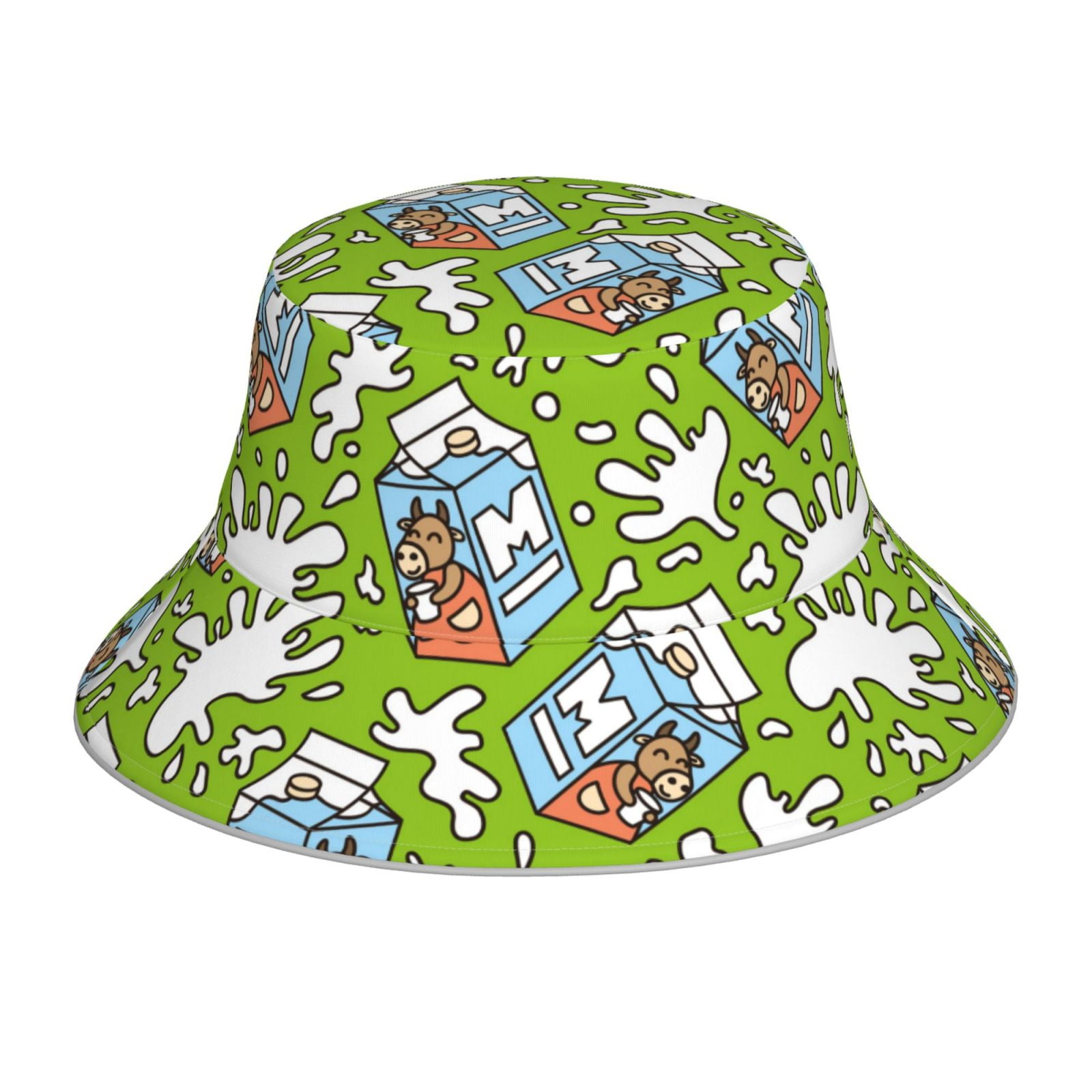 Bucket Hats for Men Woman - cartoon milk cow Reversible Reflective-Brim ...