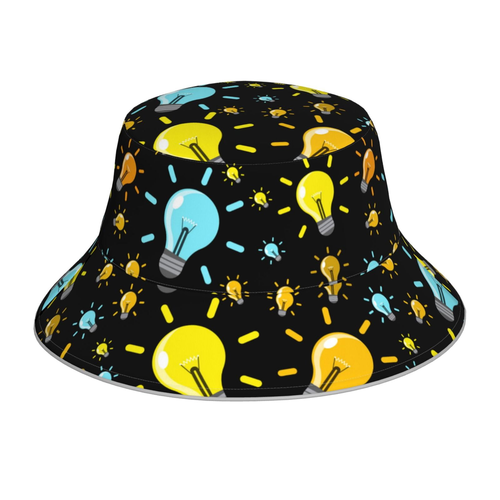 Bucket Hats for Men Woman - colorful Light Bulb Pattern Reversible ...