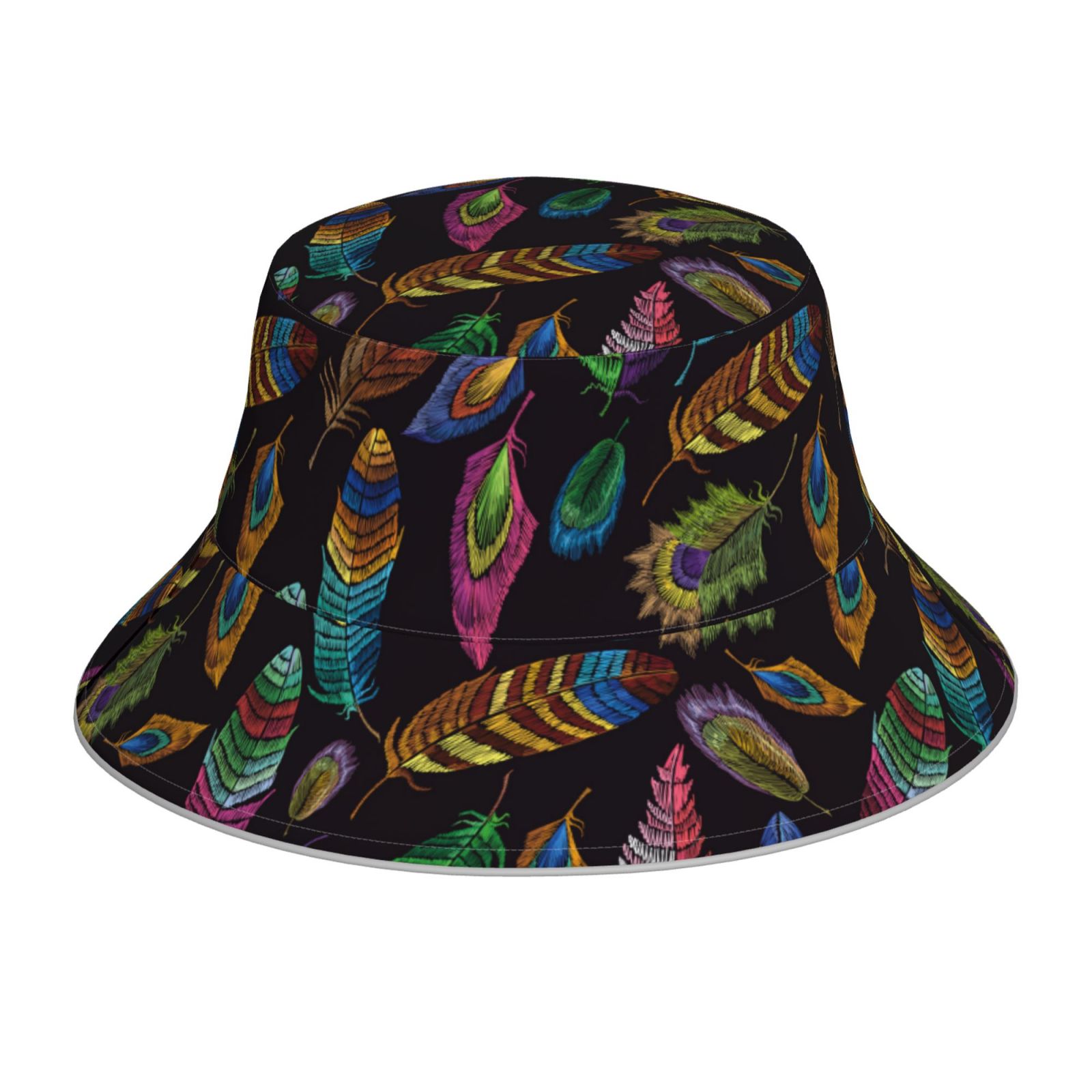 Bucket Hats for Men Woman - colorful feathers_A Reversible Reflective ...