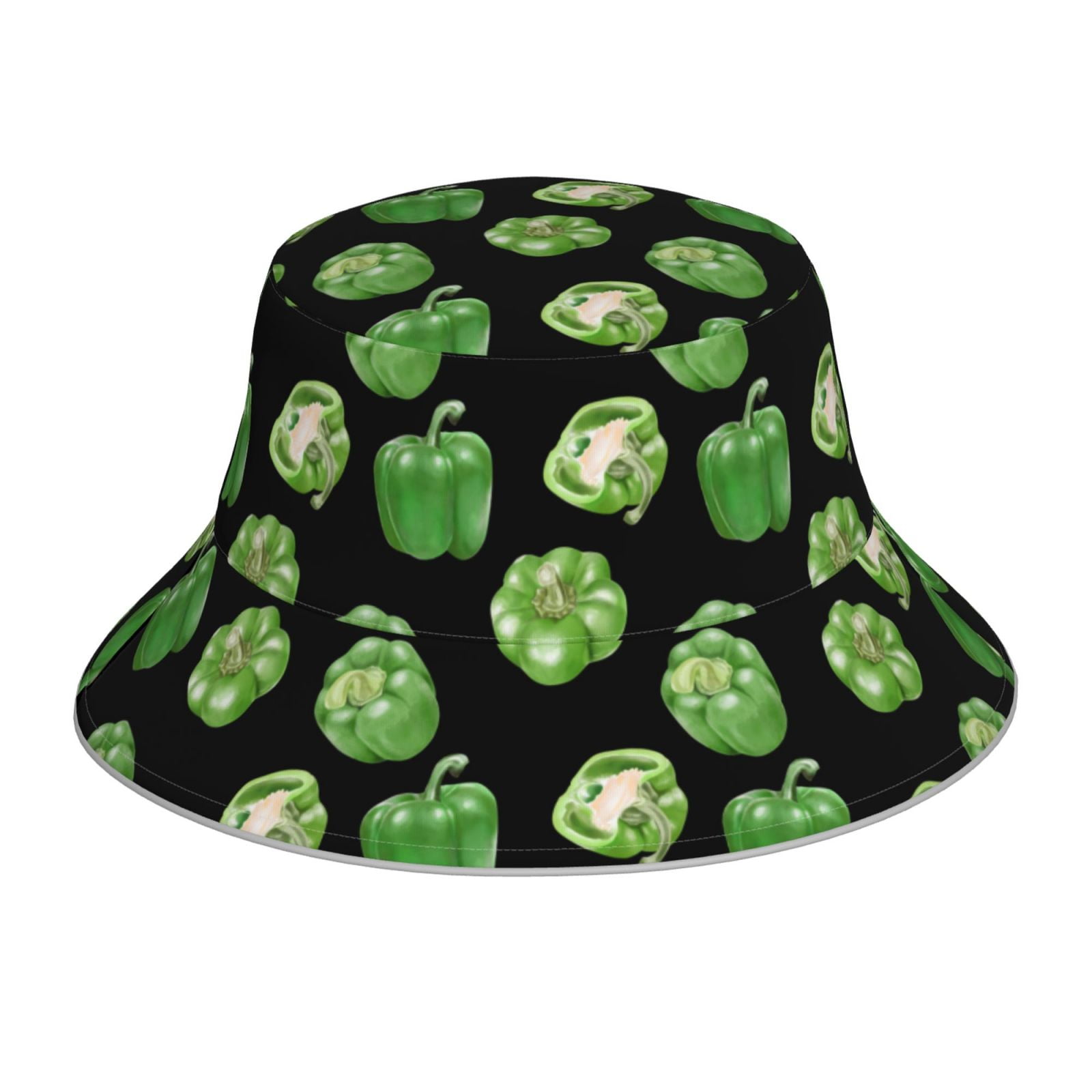 Bucket Hats for Men Woman - green Bell Pepper Print Reversible ...
