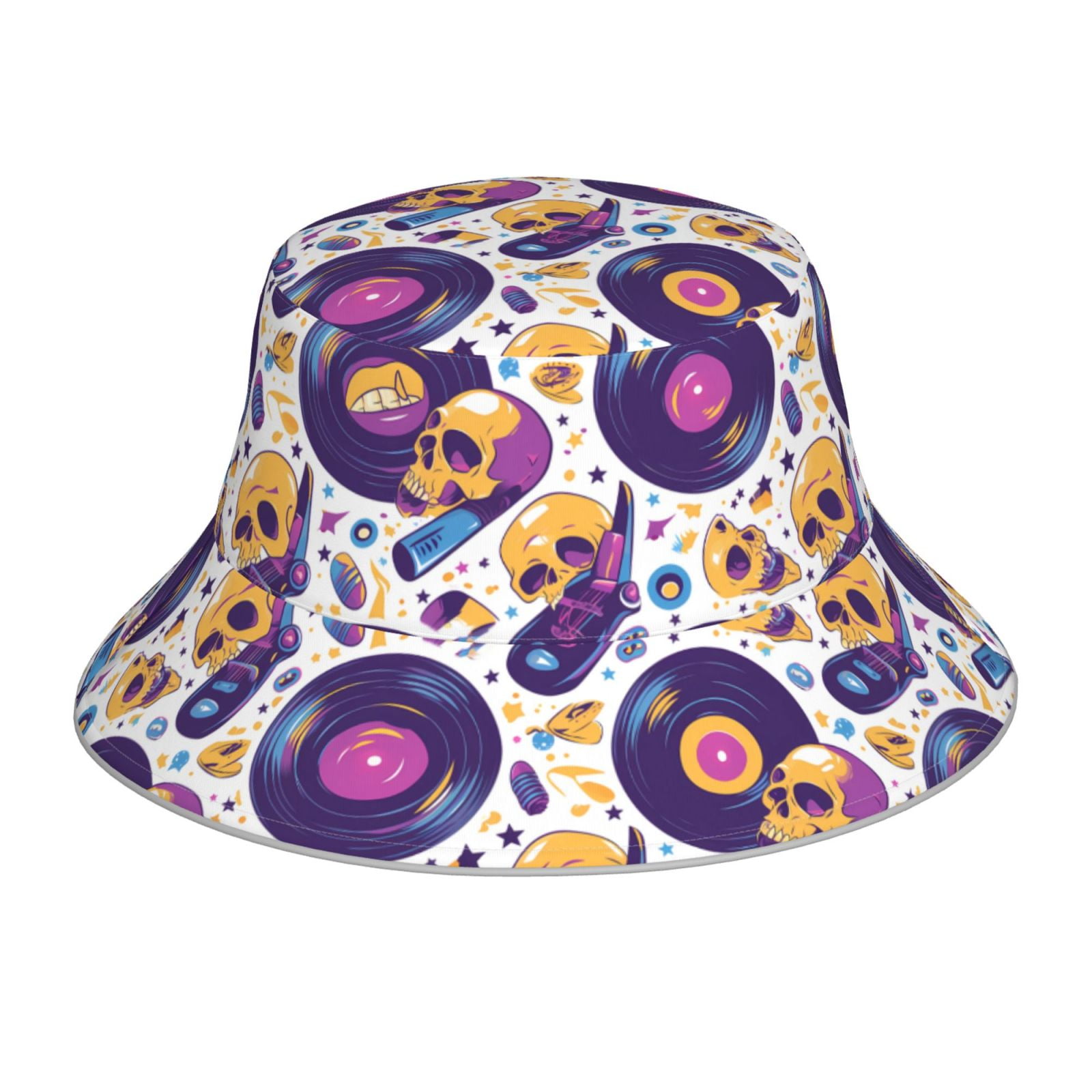 Bucket Hats for Men Woman - record rock Skull star Reversible ...