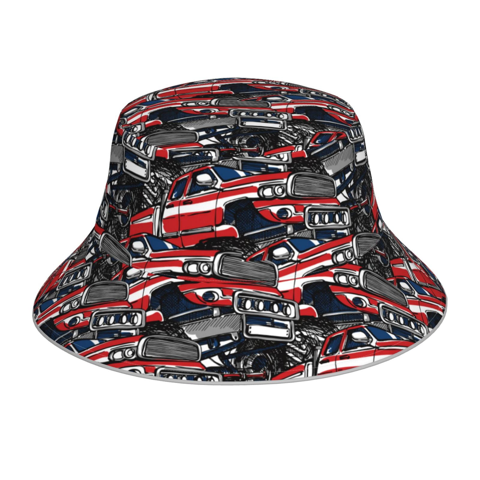 Bucket Hats for Men Woman - red and blue cars Reversible Reflective ...