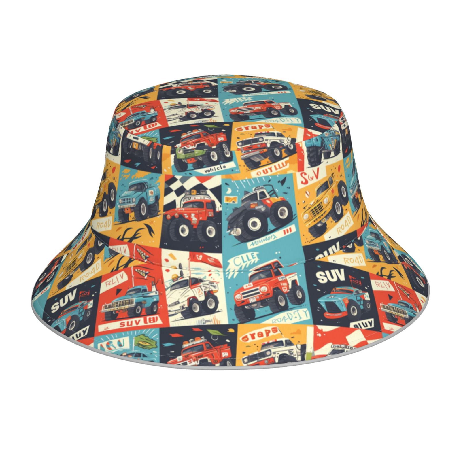 Bucket Hats for Men Woman - off road racing car colorful Reversible ...