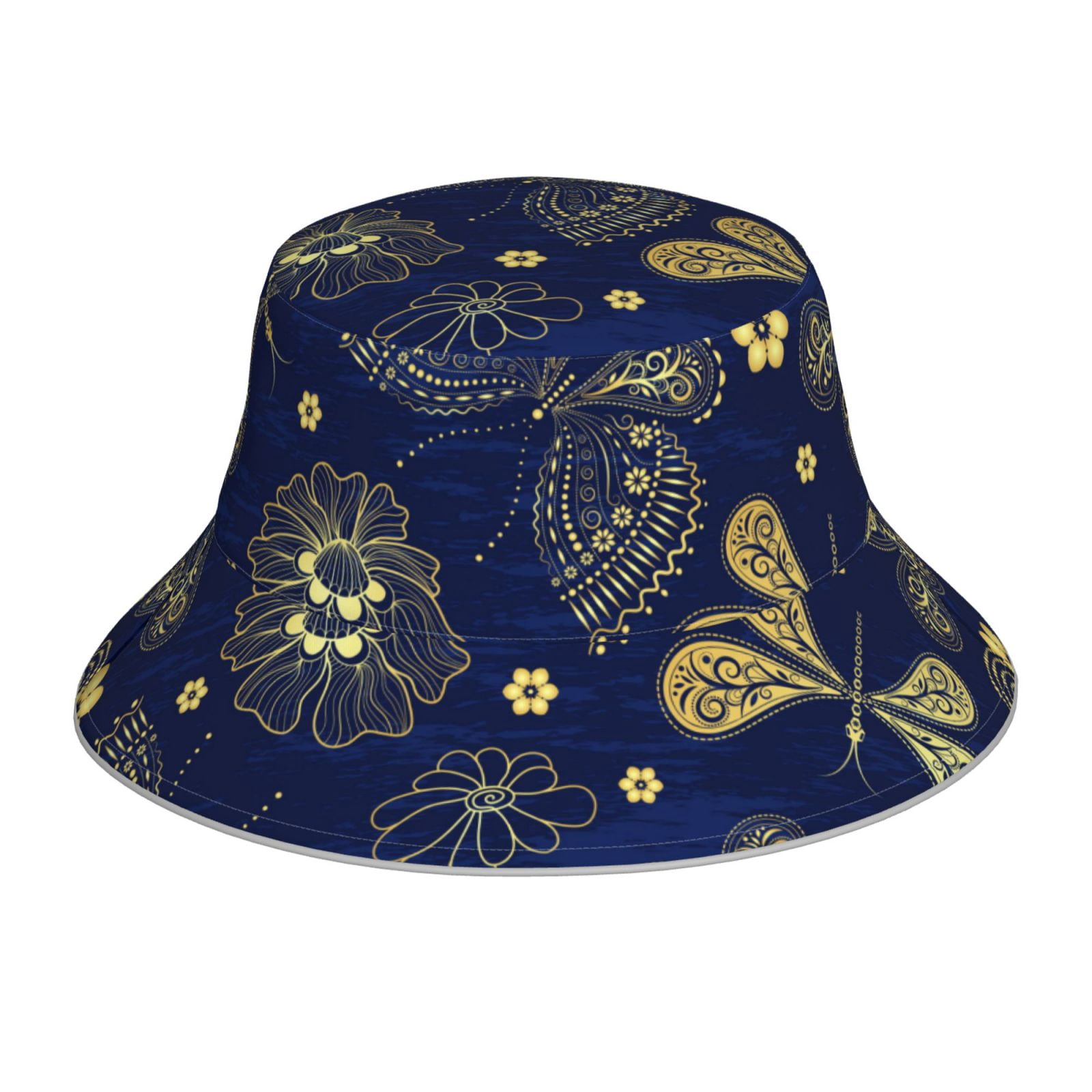 Bucket Hats for Men Woman - vintage golden butterfly Reversible ...