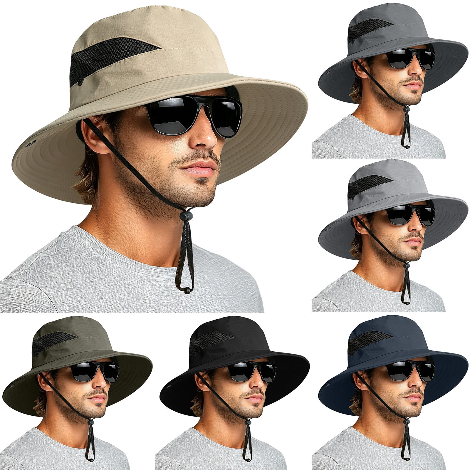 Bucket Hats for Men Women LSQii Adjustable Unisex Wide Brimmed Foldable ...