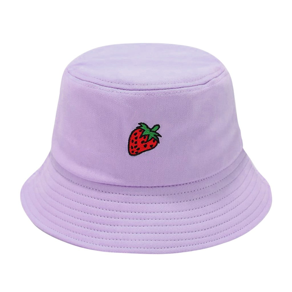 Bucket Hats Unisex Strawberry Print Fisherman Sunscreen Outdoors Cap ...