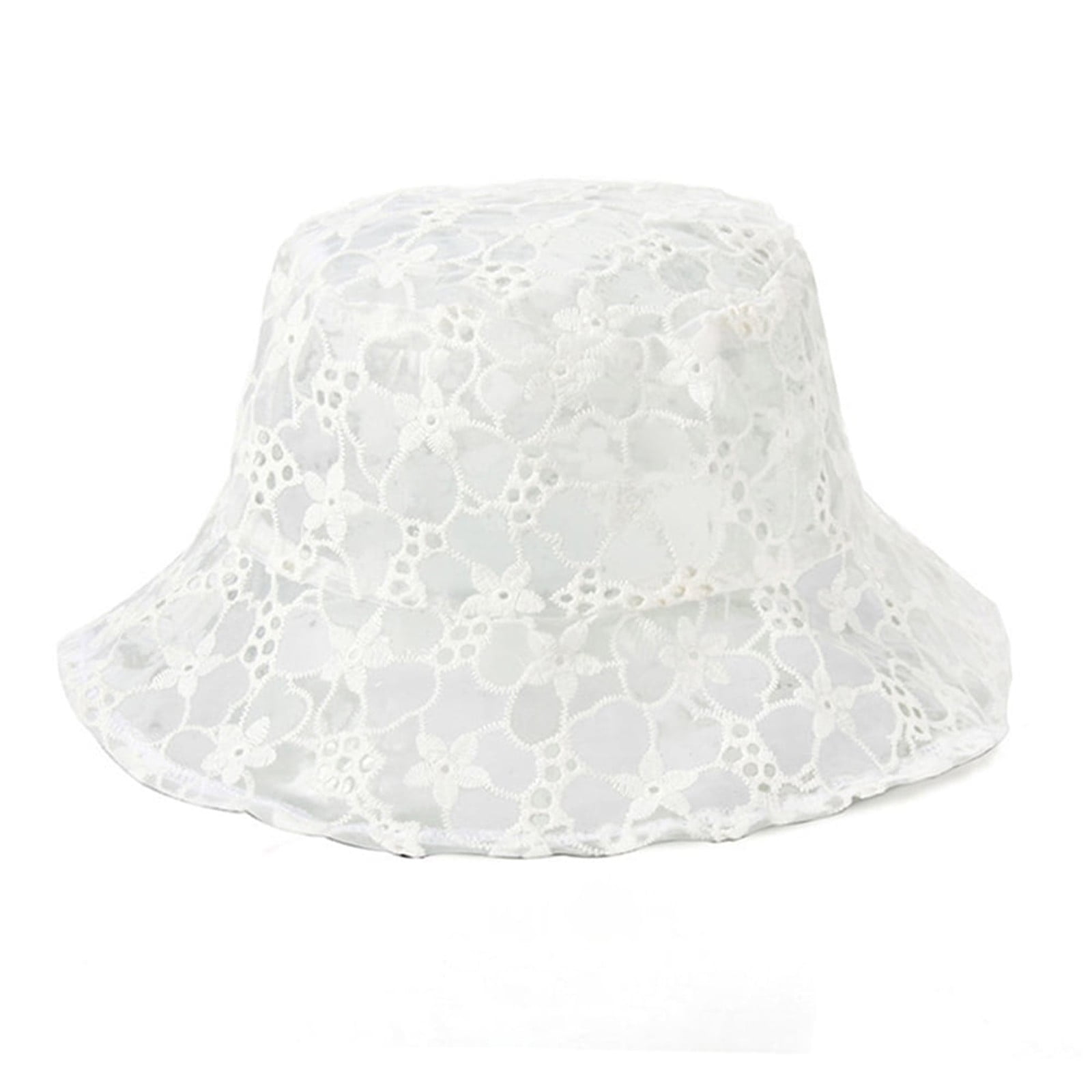 Bucket Hats for Woman, Fadeal Transparent Mesh Lace Bucket Hat Wide Brim Packable Sun Caps ...