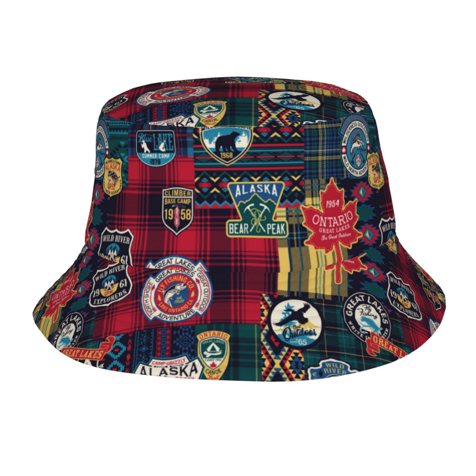 Bucket Hats for Men Women - Adventure Camping Badge Casual Sun Hat for ...