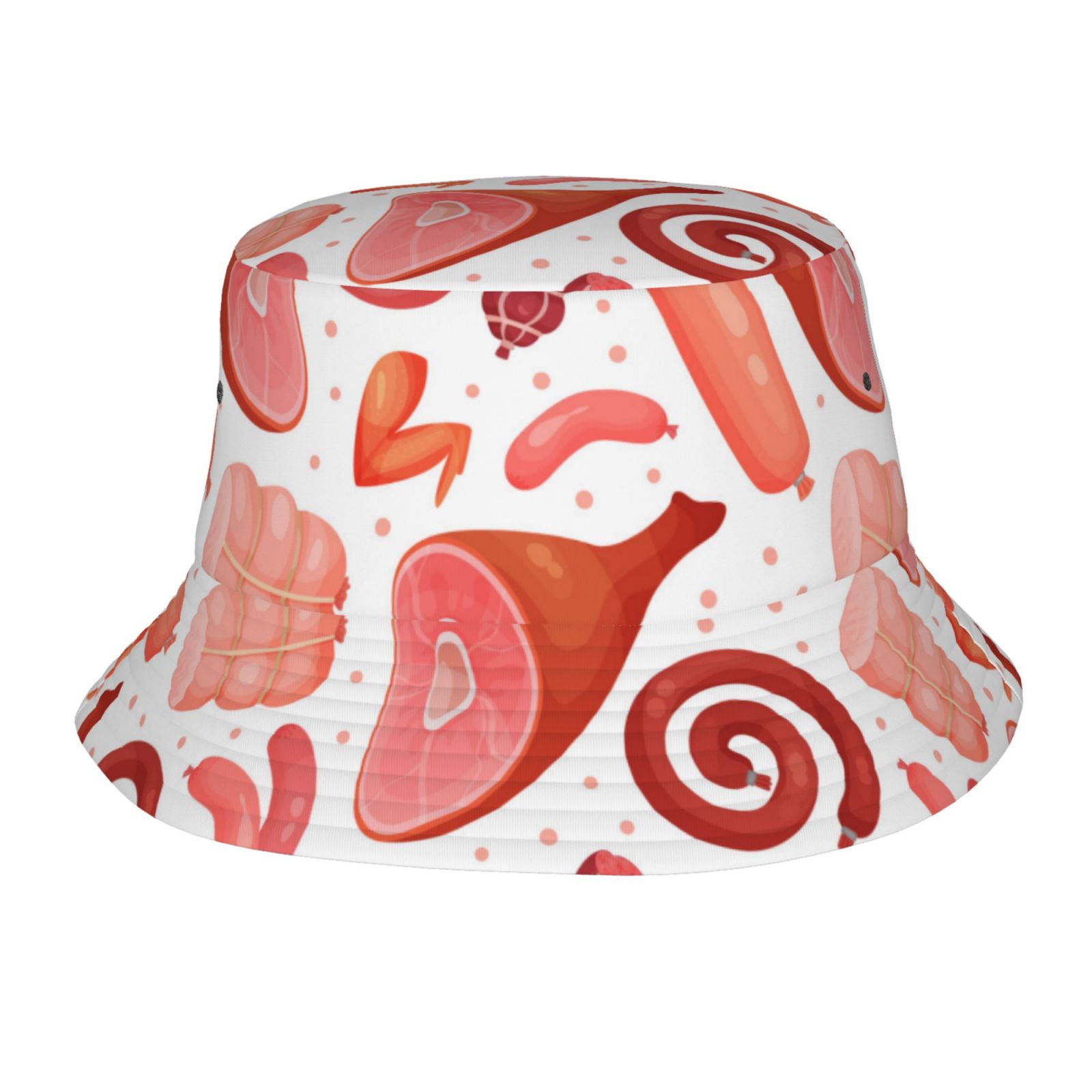 Bucket Hats for Men Women - Bacon Ham print Casual Sun Hat for Beach ...
