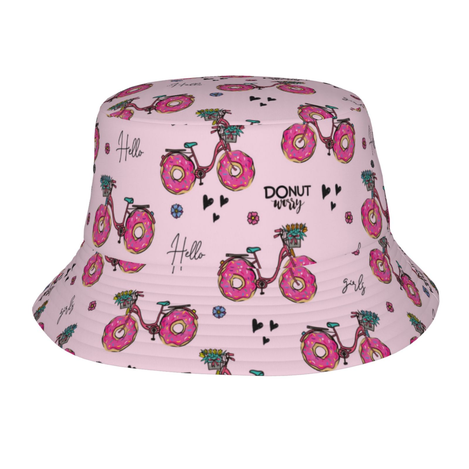 Bucket Hats for Men Women - Bike with Donut Wheels Casual Sun Hat for ...