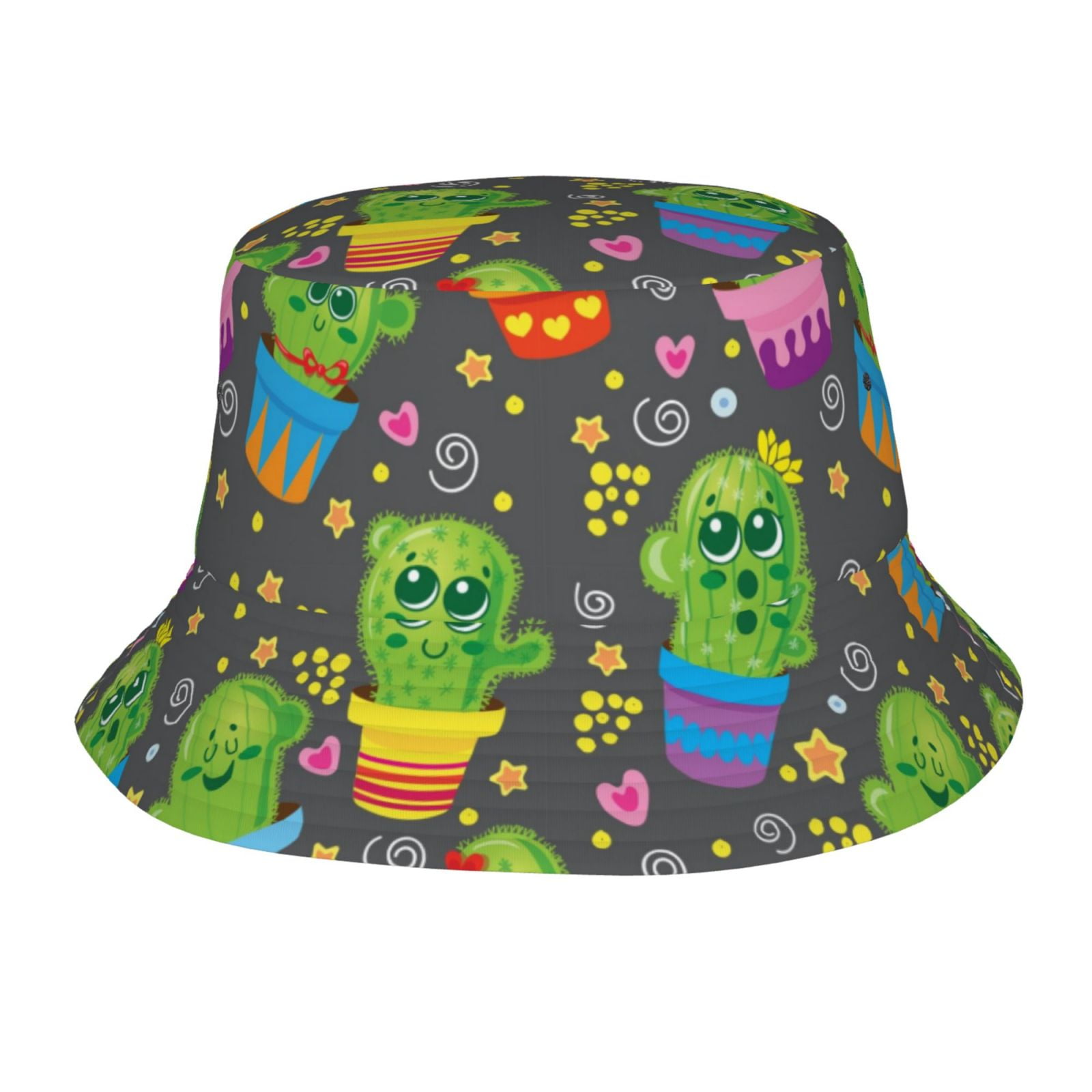 Bucket Hats for Men Women - Cactus In Pots Casual Sun Hat for Beach ...