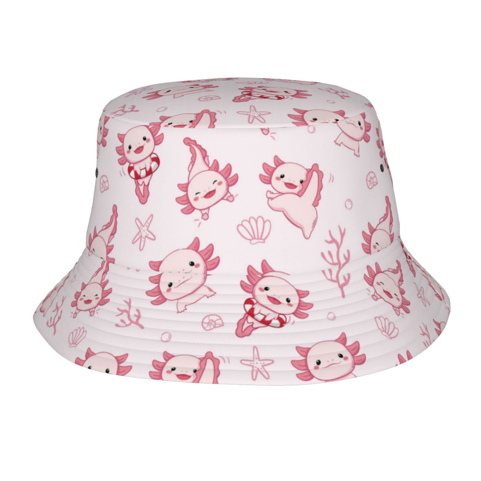 Bucket Hats for Men Women - Cute kawaii pink axolotl funny Casual Sun ...