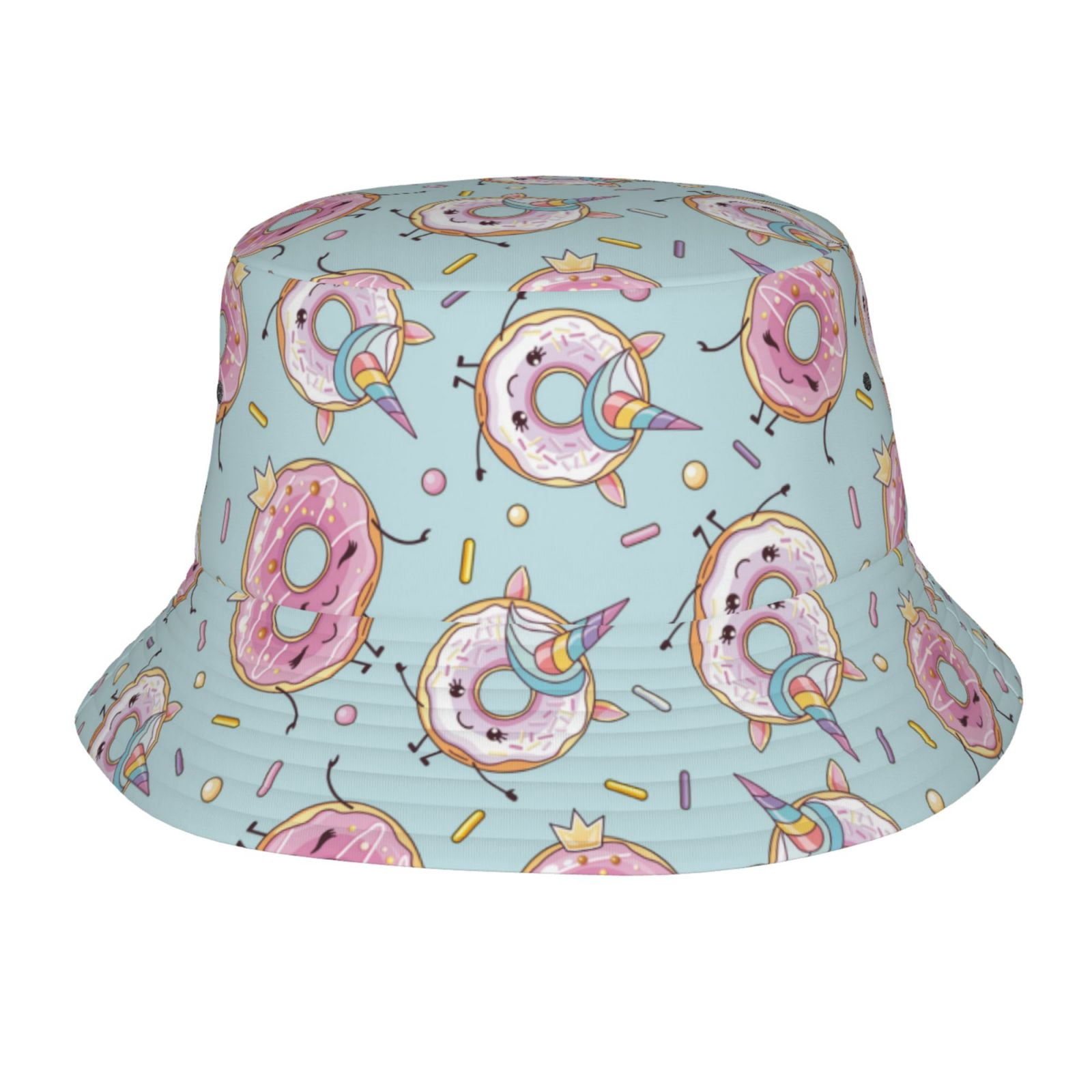 Bucket Hats for Men Women - Funny Cartoon Donut Print Casual Sun Hat ...