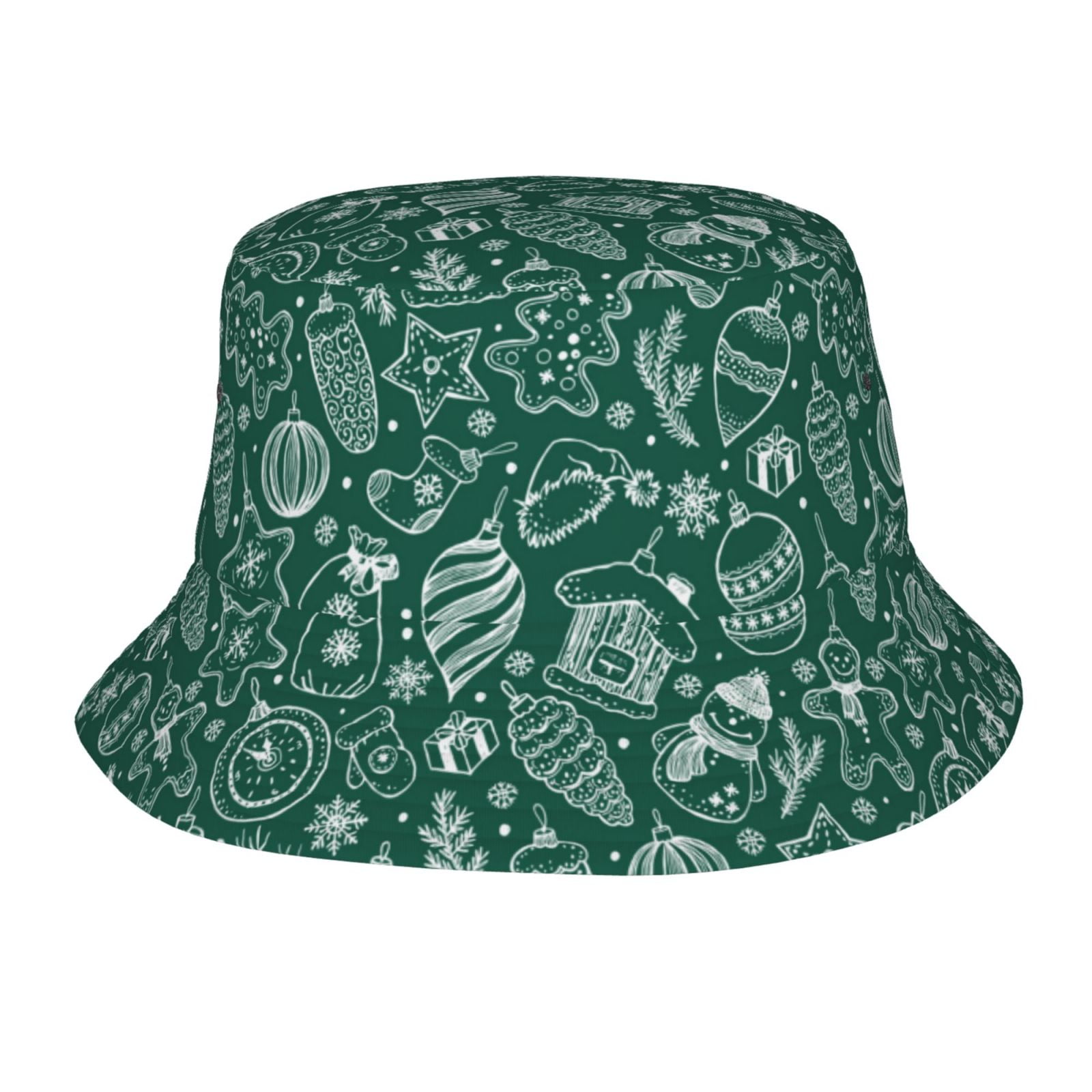 Bucket Hats for Men Women - Green christmas Casual Sun Hat for Beach ...