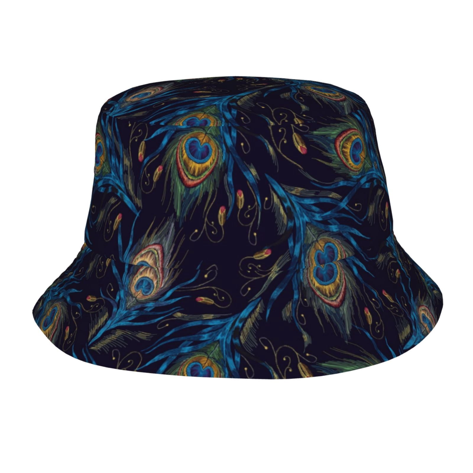 Bucket Hats for Men Women - Peacock Feathers Casual Sun Hat for Beach ...