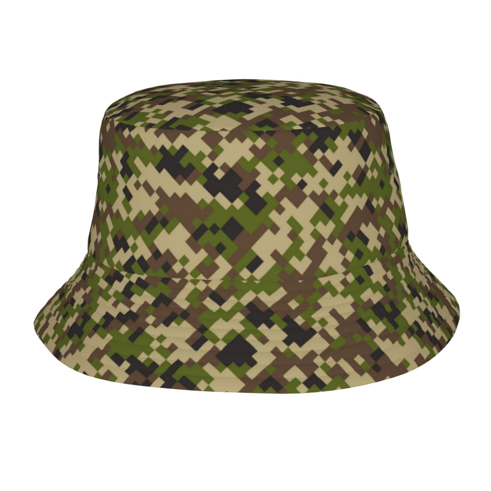 Bucket Hats for Men Women - Pixel Green Camouflage Casual Sun Hat for ...