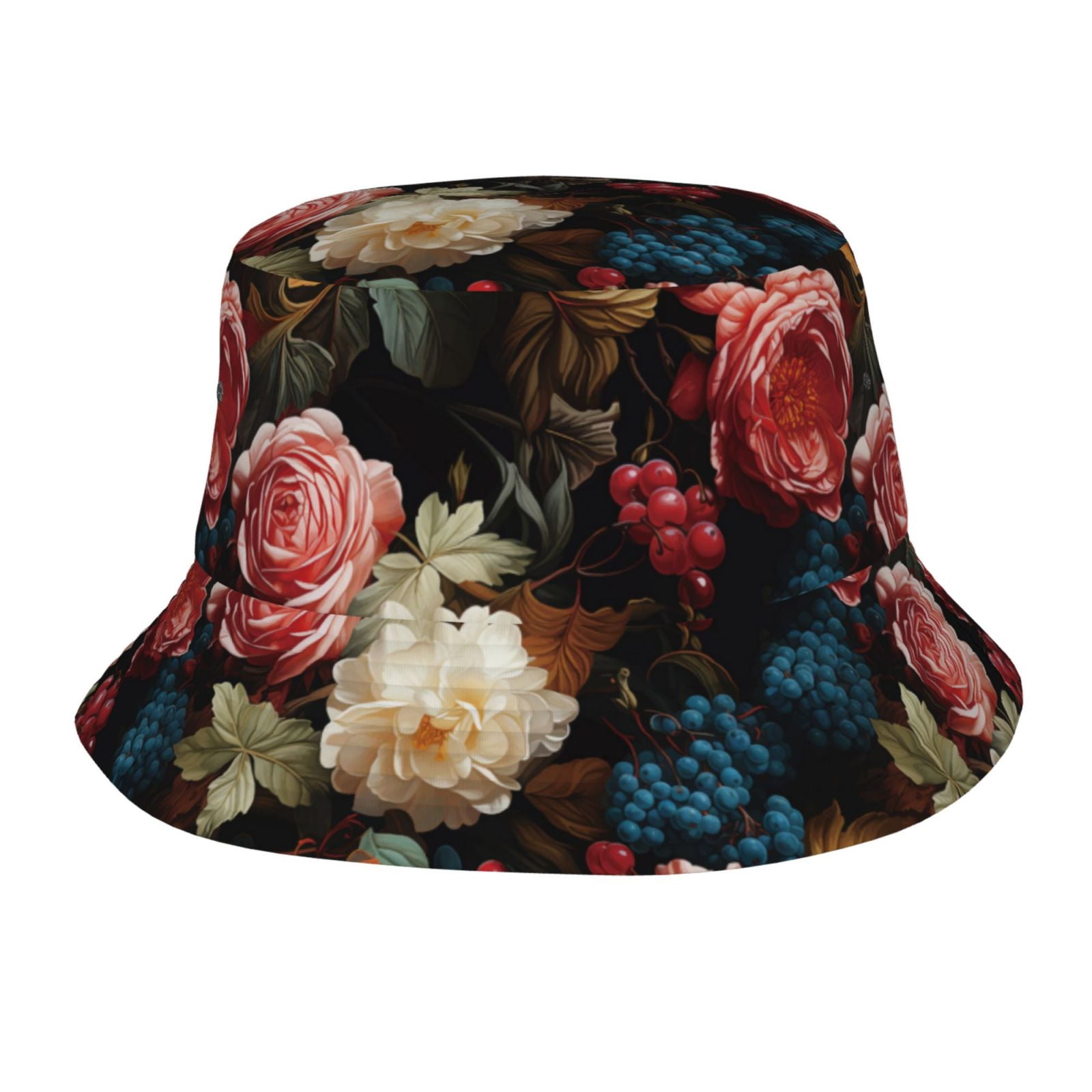 Bucket Hats for Men Women - Rose Flowers Grape Casual Sun Hat for Beach ...