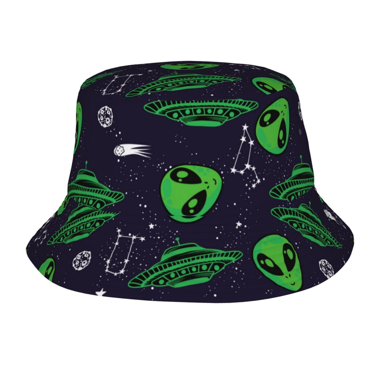 Bucket Hats for Men Women - Space green Pattern Casual Sun Hat for ...