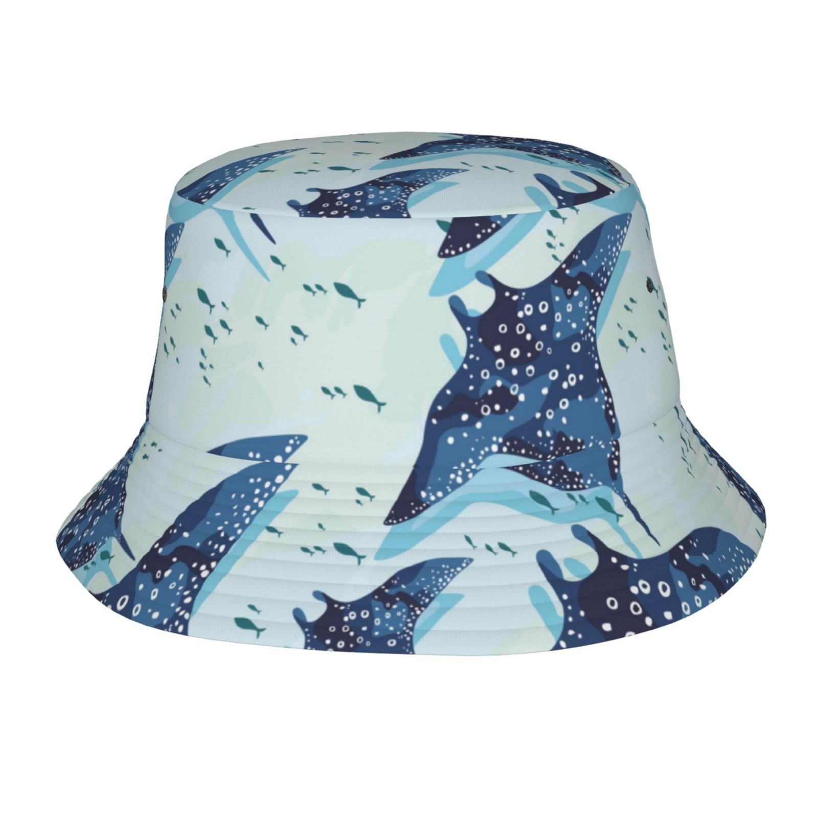 Bucket Hats for Men Women - Stingray fish cool blue Casual Sun Hat for ...