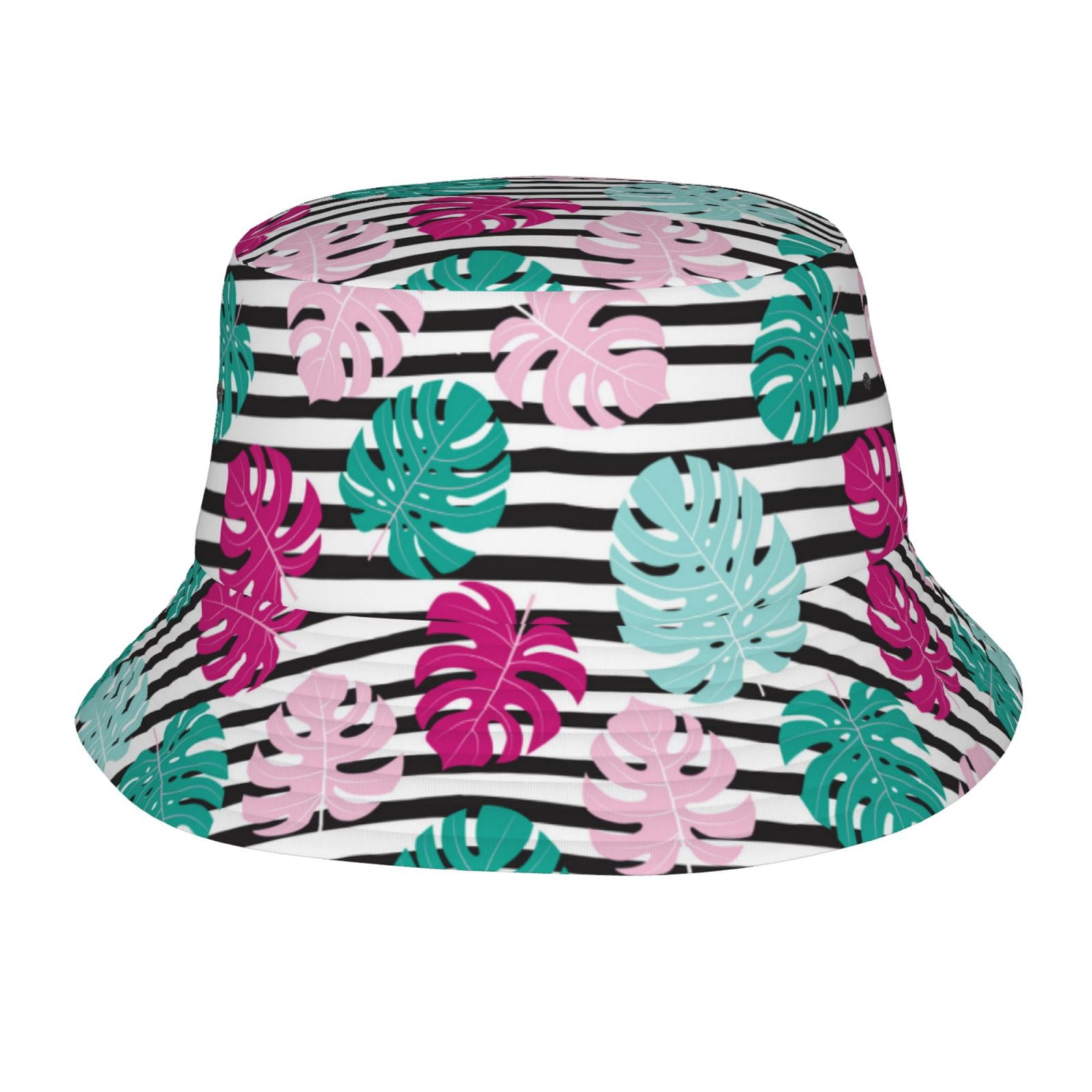 Bucket Hats for Men Women - Tropical Leaves Casual Sun Hat for Beach ...