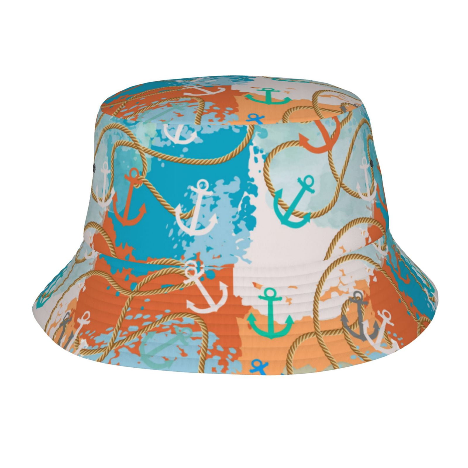 Bucket Hats for Men Women - anchors Wavy lines ropes cool Casual Sun ...