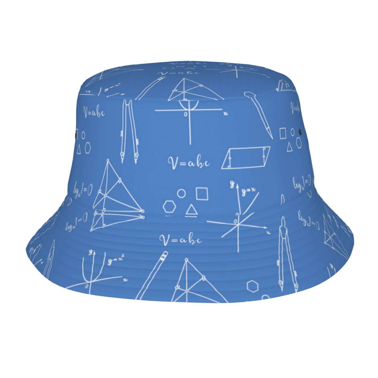 Bucket Hats for Men Women - blue Math Print ruler Casual Sun Hat for ...