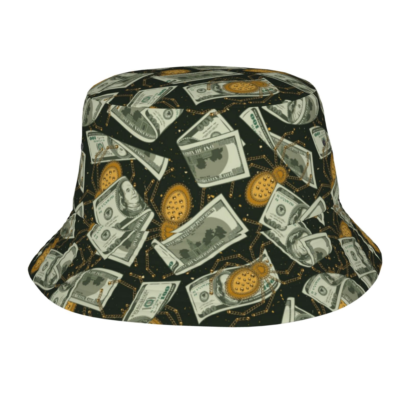 Bucket Hats for Men Women - dollar golden spiders cool print Casual Sun ...