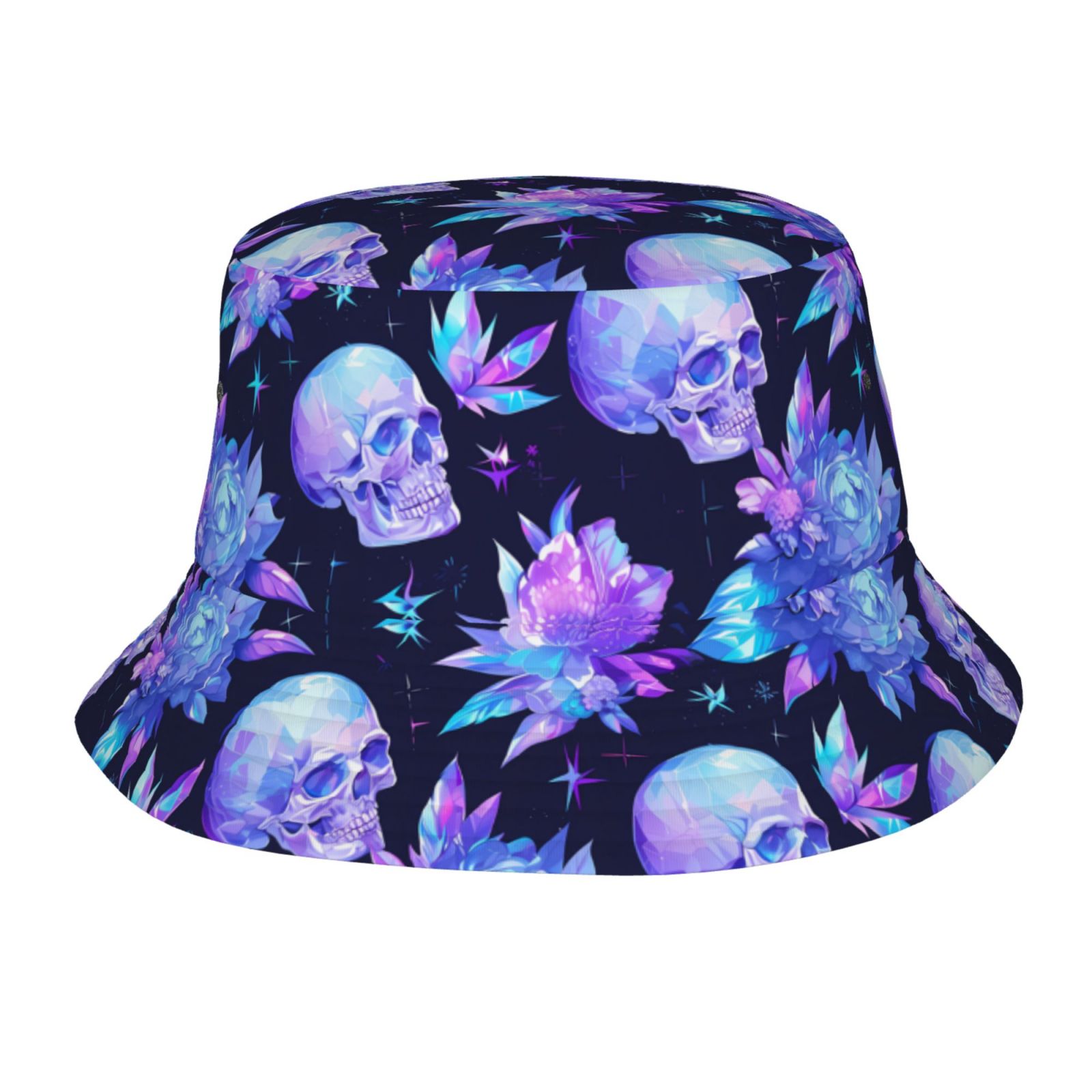 Bucket Hats for Men Women - flower starry sky Skull Casual Sun Hat for ...
