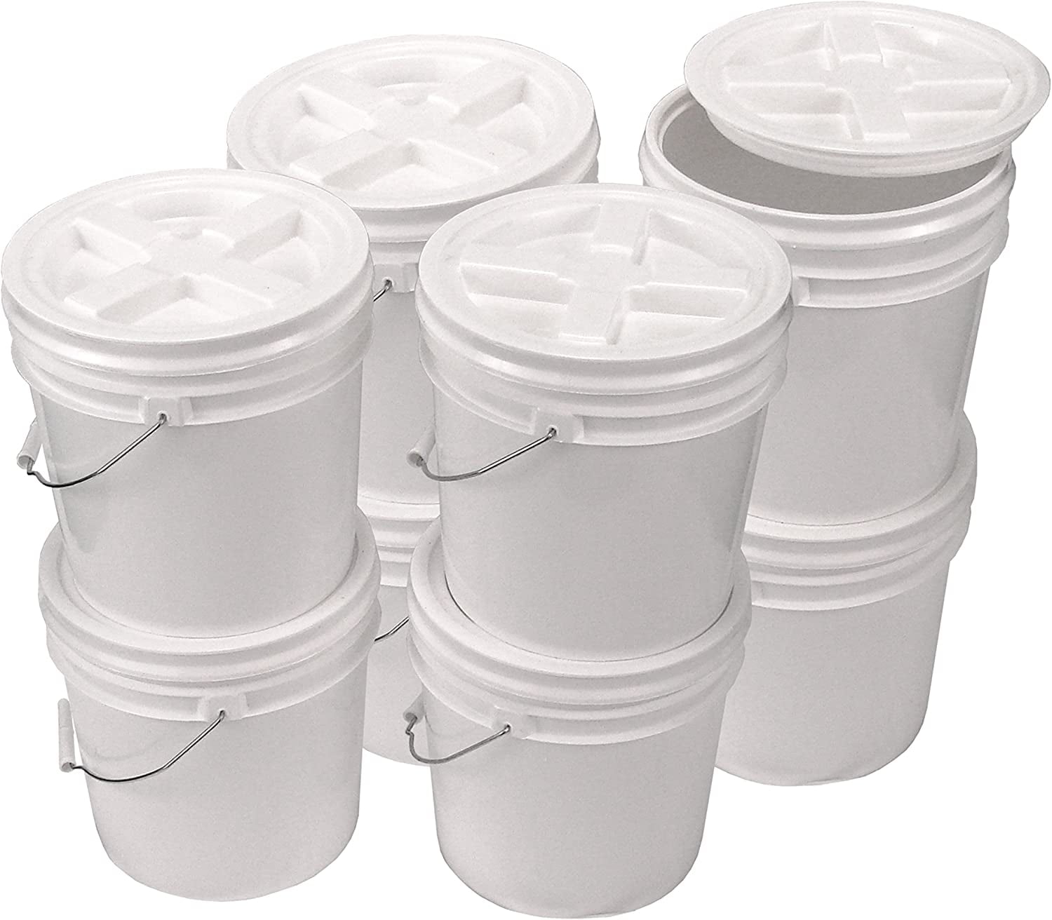 Bucket Kit, Eight White 2 Gallon Buckets with White Gamma Seal Lids ...