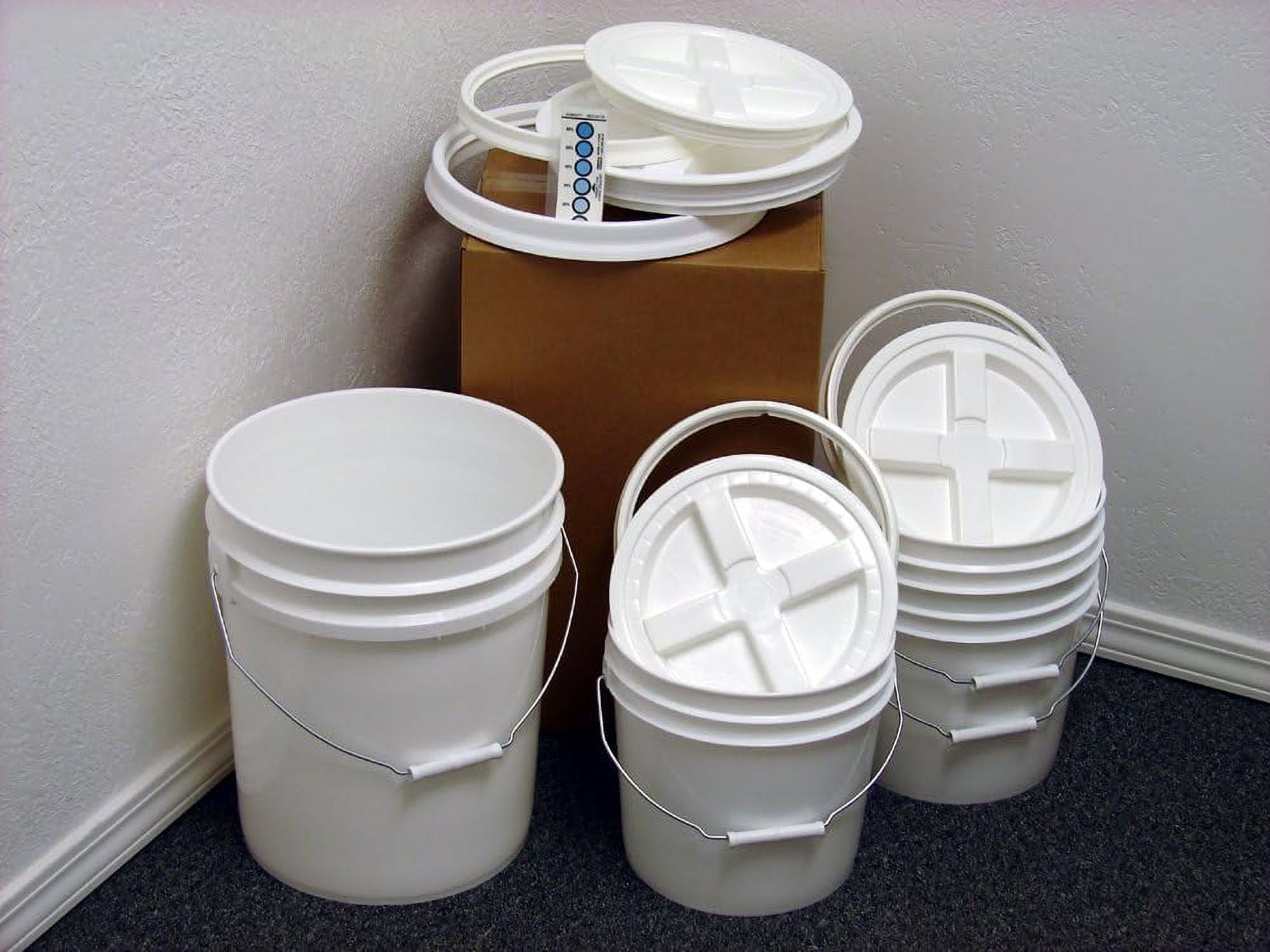 Bucket Kit, One 5 Gallon White Bucket & Three 2 Gallon White Buckets ...