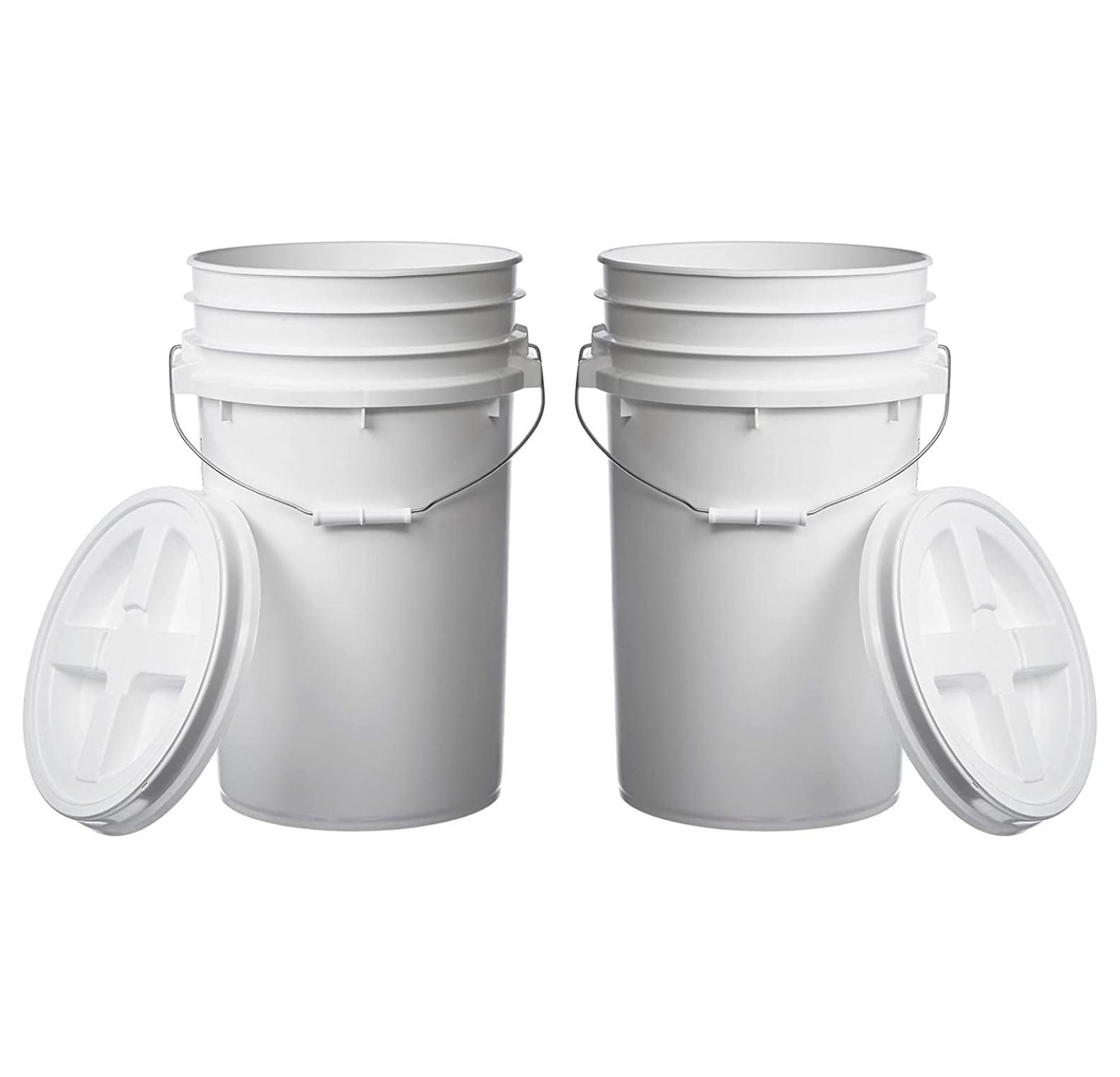 Bucket Kit, Two White 7 Gallon Buckets with White Gamma Seal Lids ...