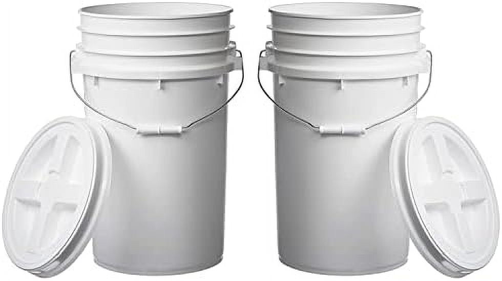 Bucket Kit, Two White 7 Gallon Buckets with White Gamma Seal Lids ...