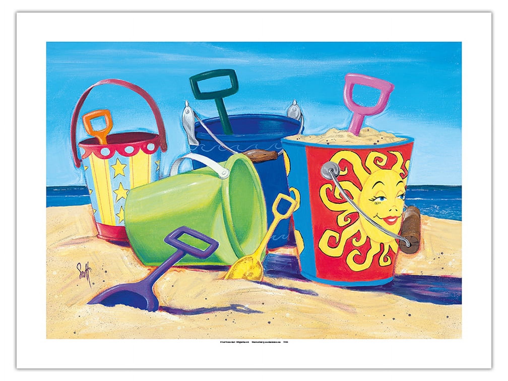 Bucket List - Beach Buckets with Shovels - From an Original Color ...