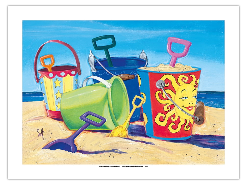 Bucket List - Beach Buckets with Shovels - From an Original Color ...