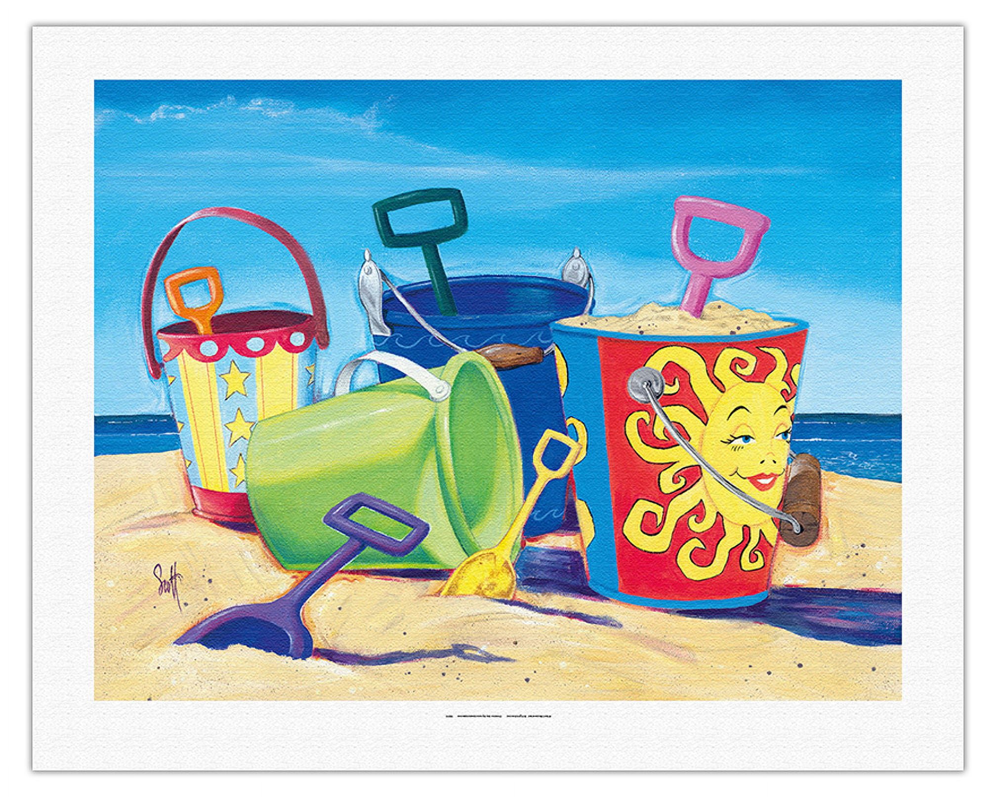 Bucket List - Beach Buckets with Shovels - From an Original Color ...