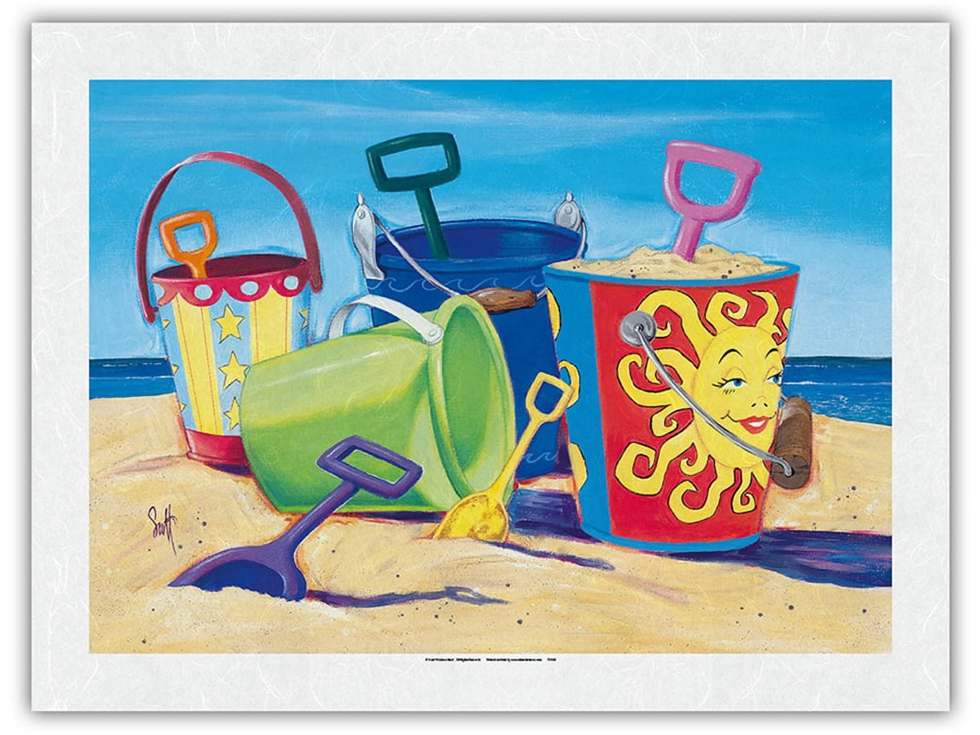 Bucket List - Beach Buckets with Shovels - From an Original Color ...