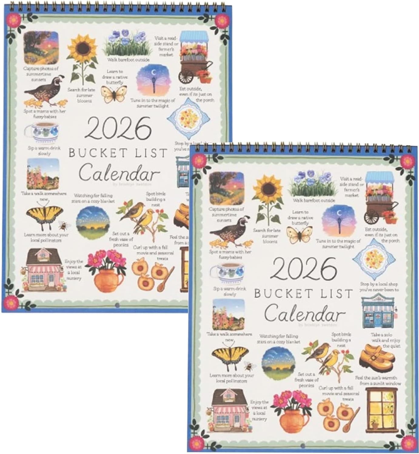 Bucket List Calendar 2026 – 12-Month Wall Calendar with Illustrated ...