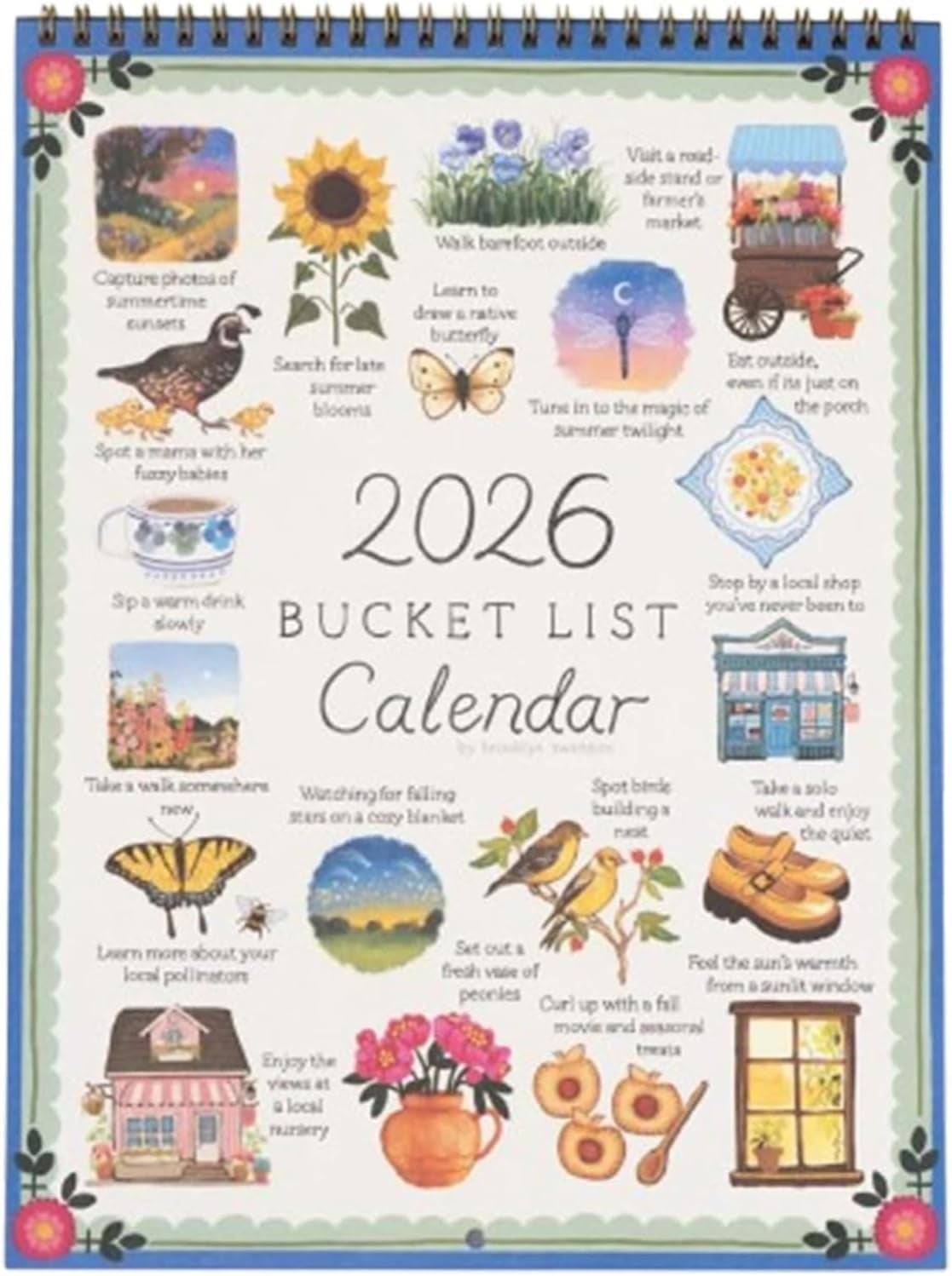 Bucket List Calendar 2026 – 12-Month Wall Calendar with Illustrated ...