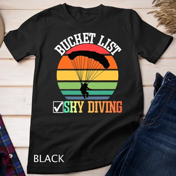 Bucket List Skydiving Funny Skydiver Skydiving Vintage Sky Unisex S-5XL ...