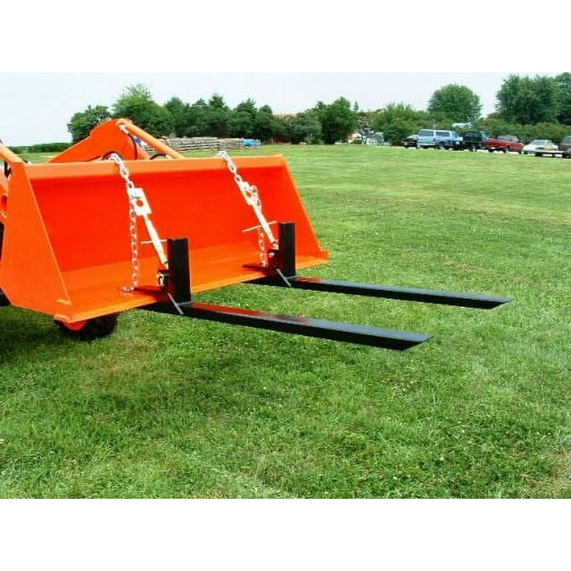 Pair of Reinforced Bucket Pallet Forks with Quick Mount Chains, 4000 ...