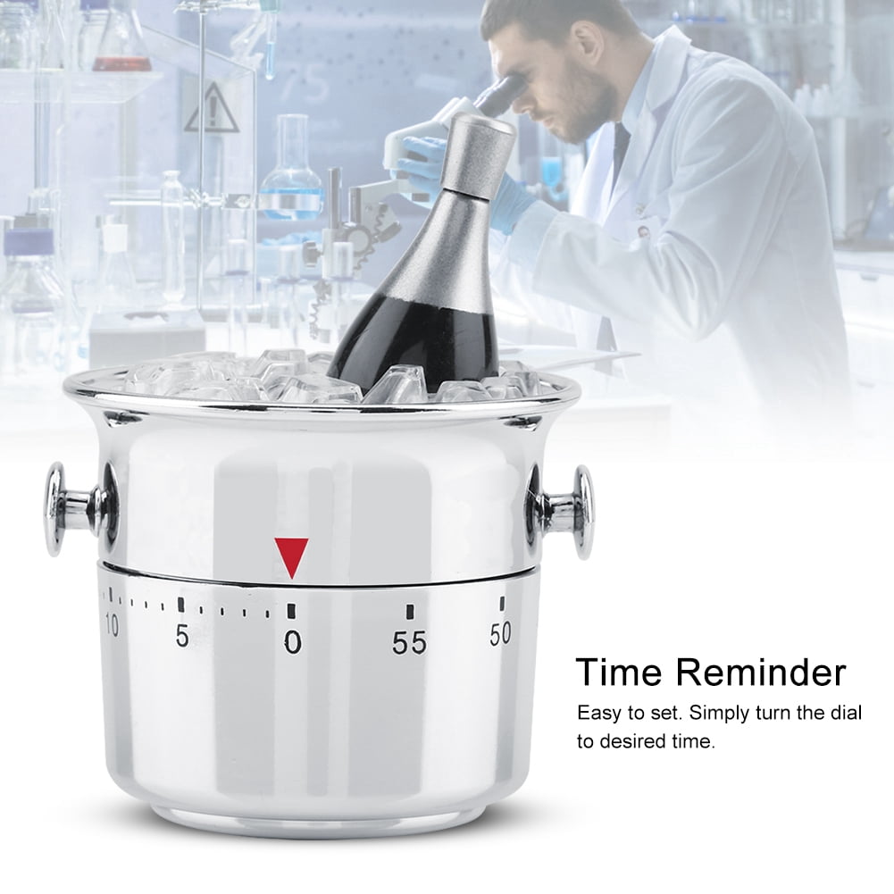 Bucket Shaped 60 Minutes Kitchen Timer Stainless Steel Mechanical Wind ...